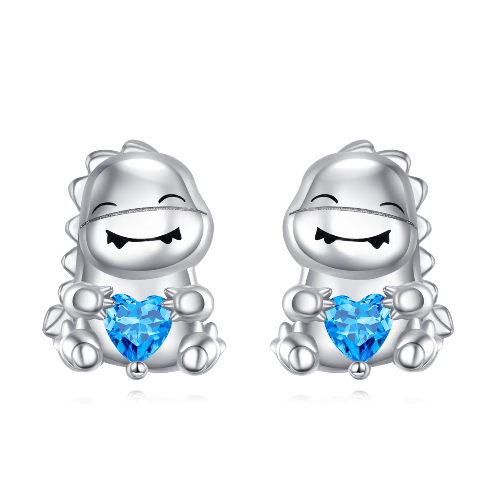 Dinosaur Earrings S925 Sterling Silver Dino Earrings Blue Cz Dinosaur ...
