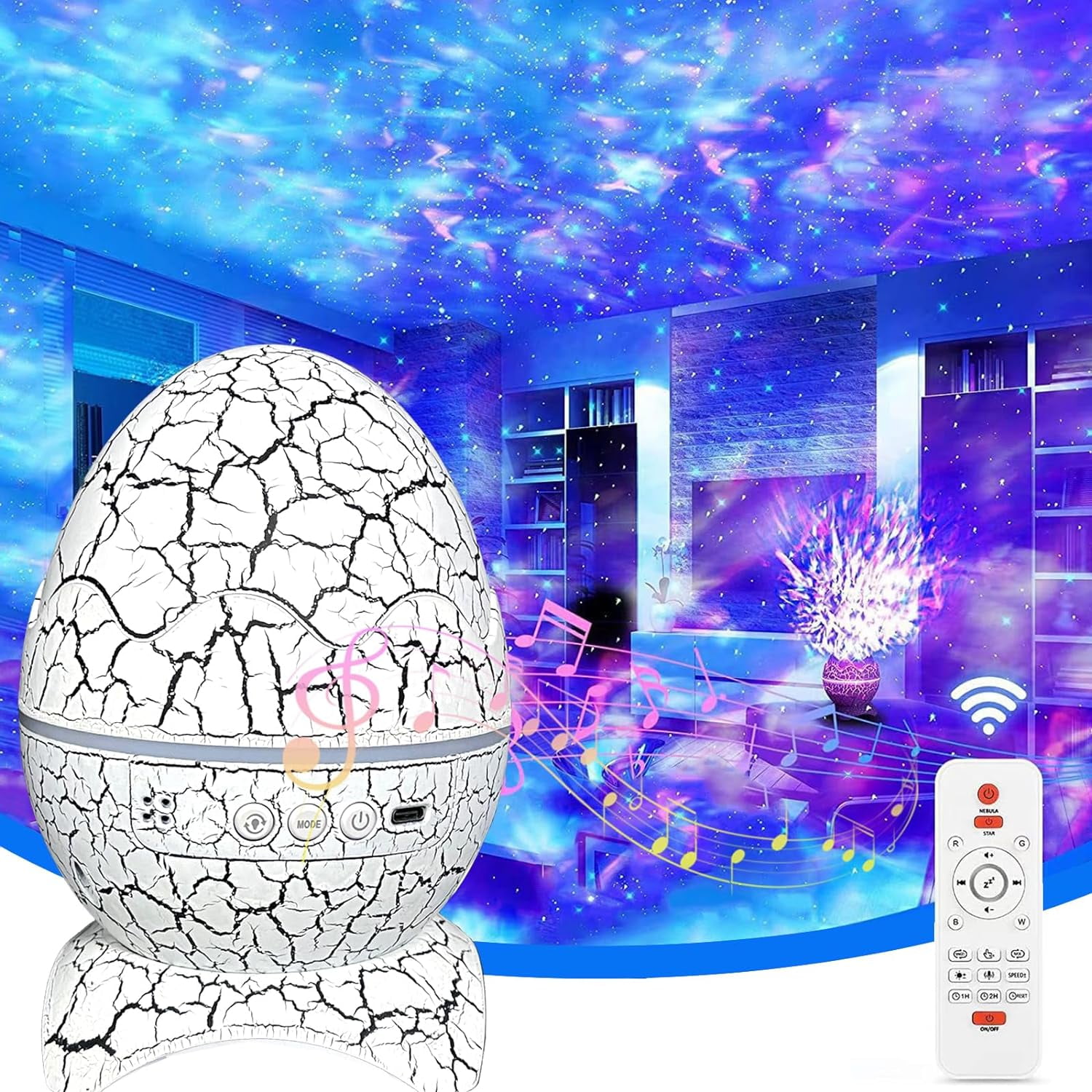 Dinosaur Egg Galaxy Projector - Astronaut Night Light for Kids and ...