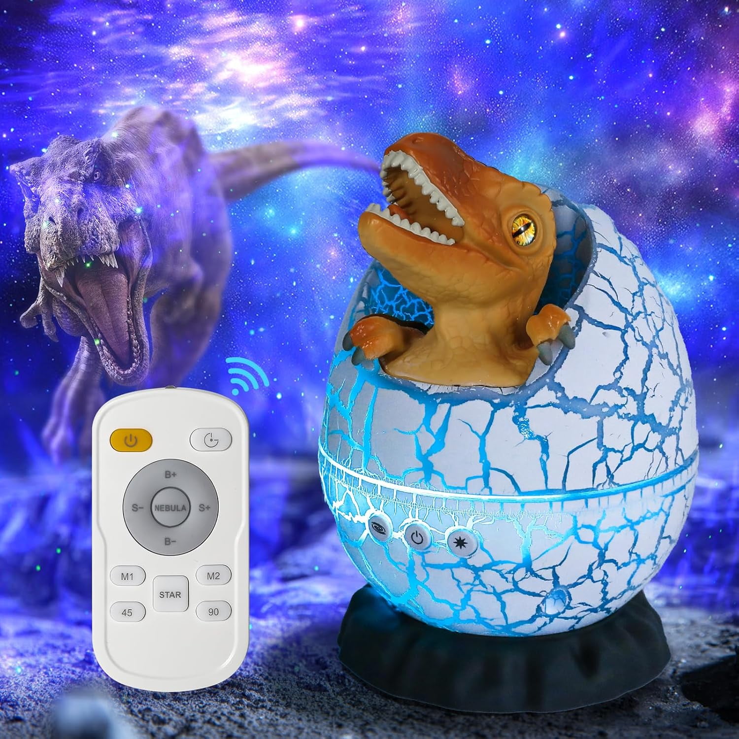 Dinosaur Egg Galaxy Star Projector Starry Light with Wireless Music ...