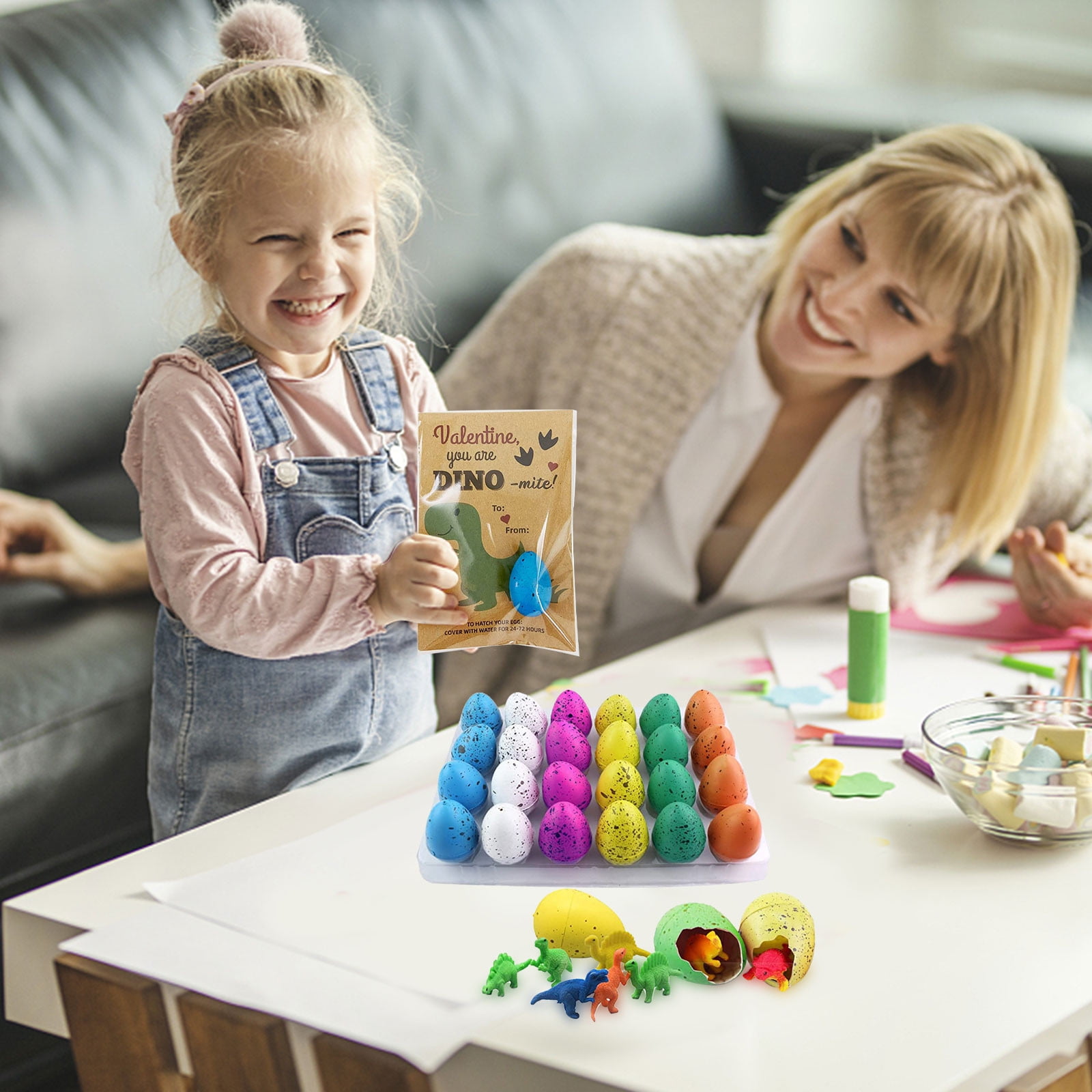 Dinosaur Egg Hatching Card, 12pcs Valentines Day Cards with Dinosaur ...