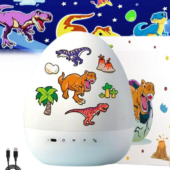Dinosaur Egg Night Light Projector with Bluetooth Speaker for Kids, 360 ...