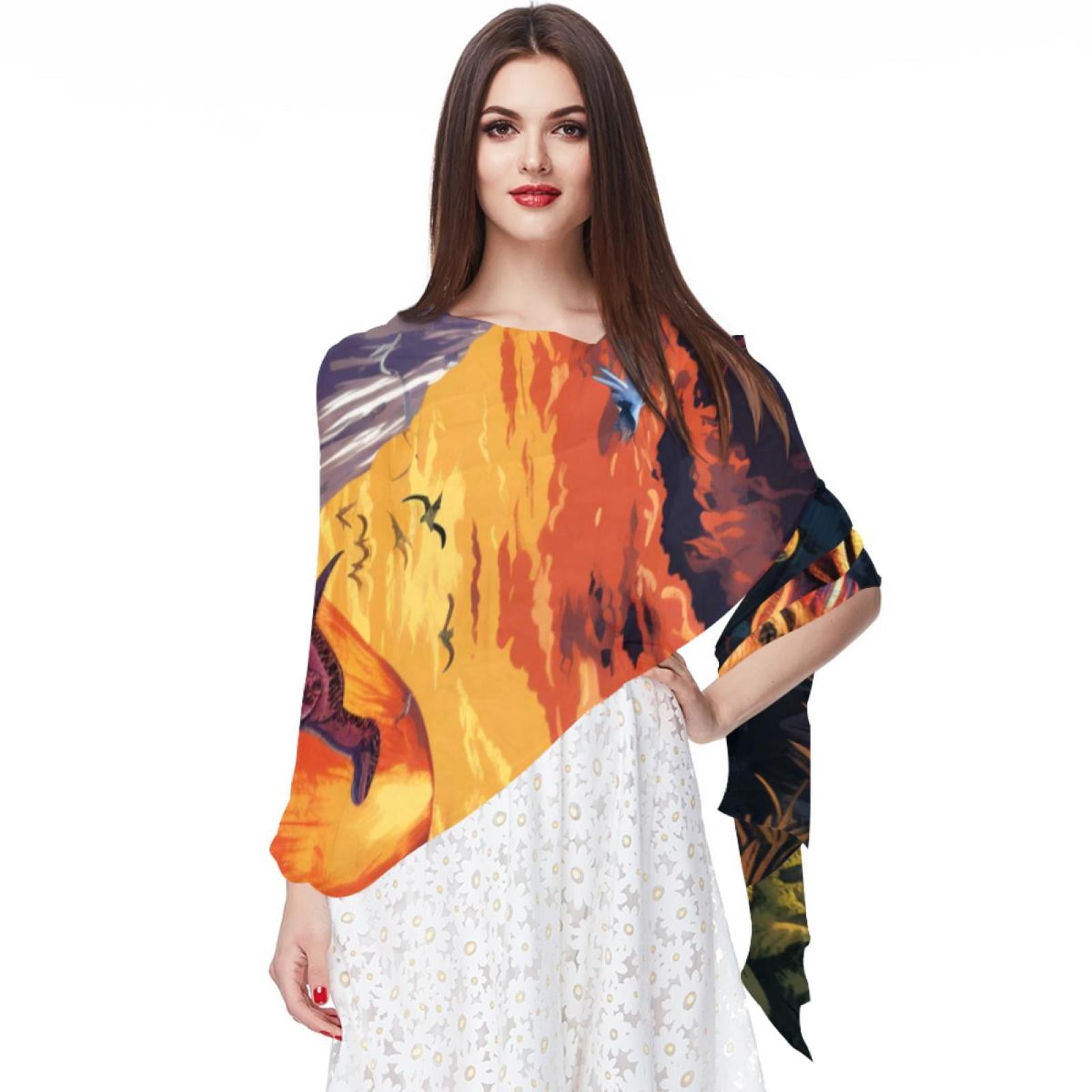 Dinosaur Elegant Silk Scarf - Translucent Chiffon Yarn - Lightweight ...