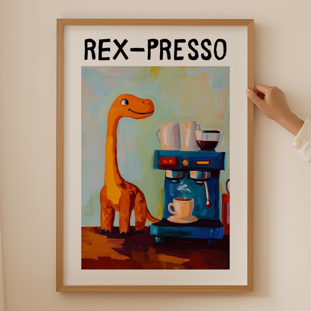 Dinosaur Espresso Poster Trendy Coffee Wall Art for Kitchen room decor ...
