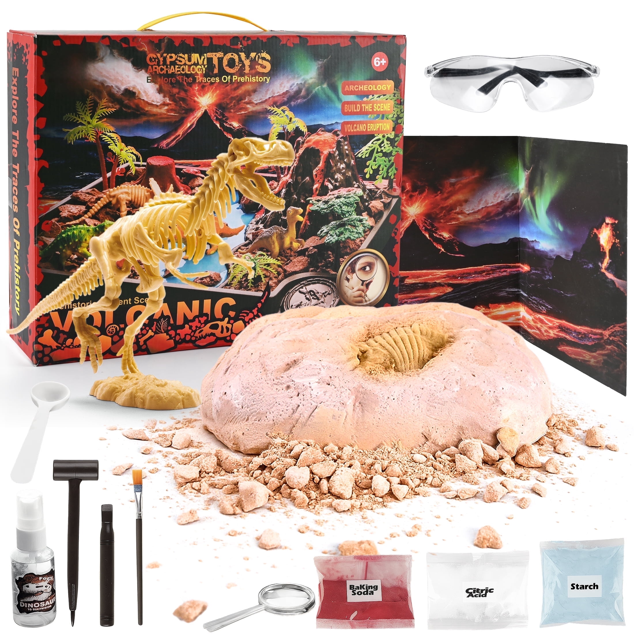 Dinosaur Dig Kit for Kids, Fossil Dino Excavation Kits with Volcano ...