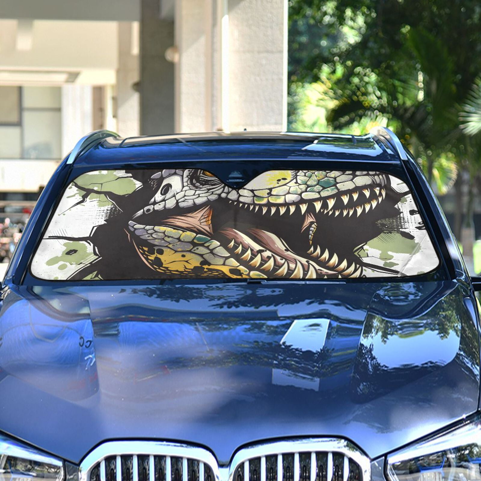 Dinosaur Face and Graffiti Automotive Front Car Windshield Sun Shade ...