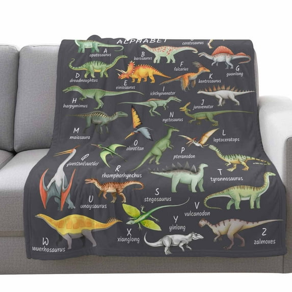 Dinosaur Family Fleece Throw Blanket Lightweight Retro Watercolor ...