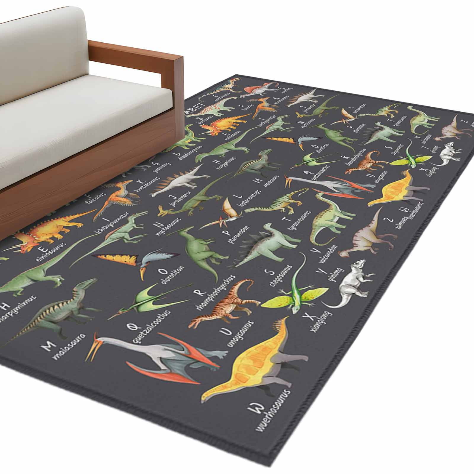 Dinosaur Family Washable Area Rug 4 x 6 ft Retro Watercolor Dinosaur ...