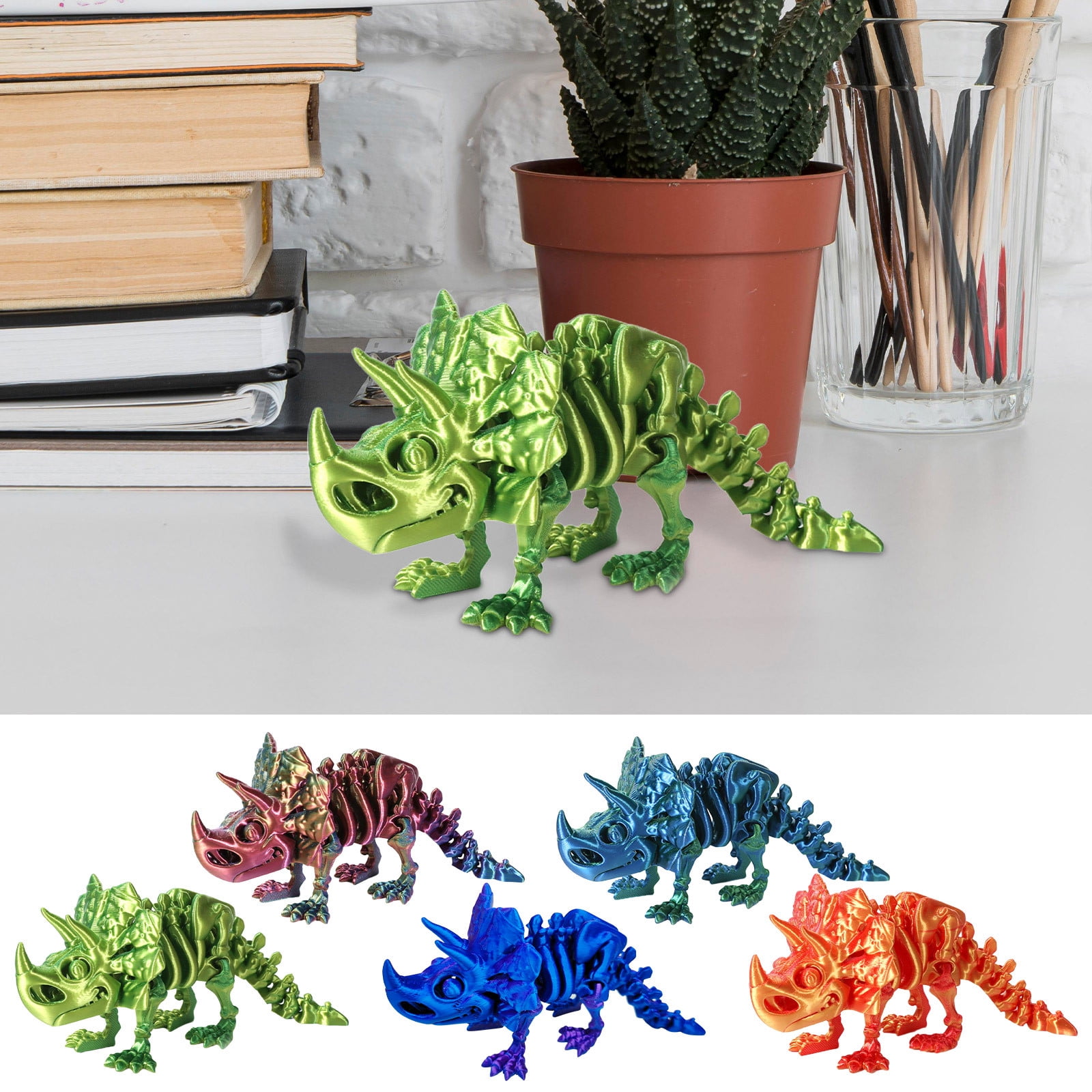 Dinosaur Fidget Toy | 3D Printed Skull Design | Flexible Movable Joints ...