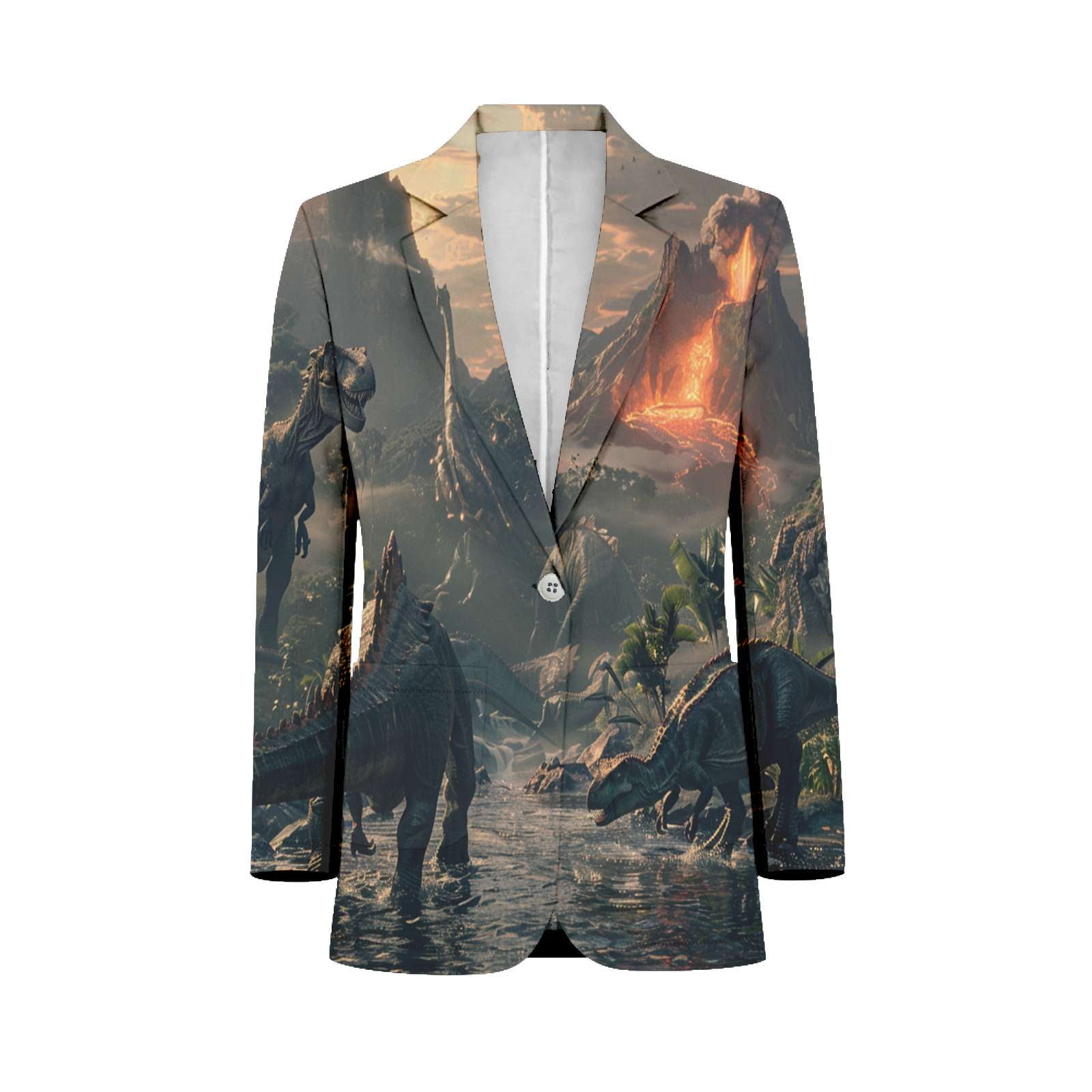 Dinosaur Filled Ancient Jungle Customized Men's Suits full man Shawl ...