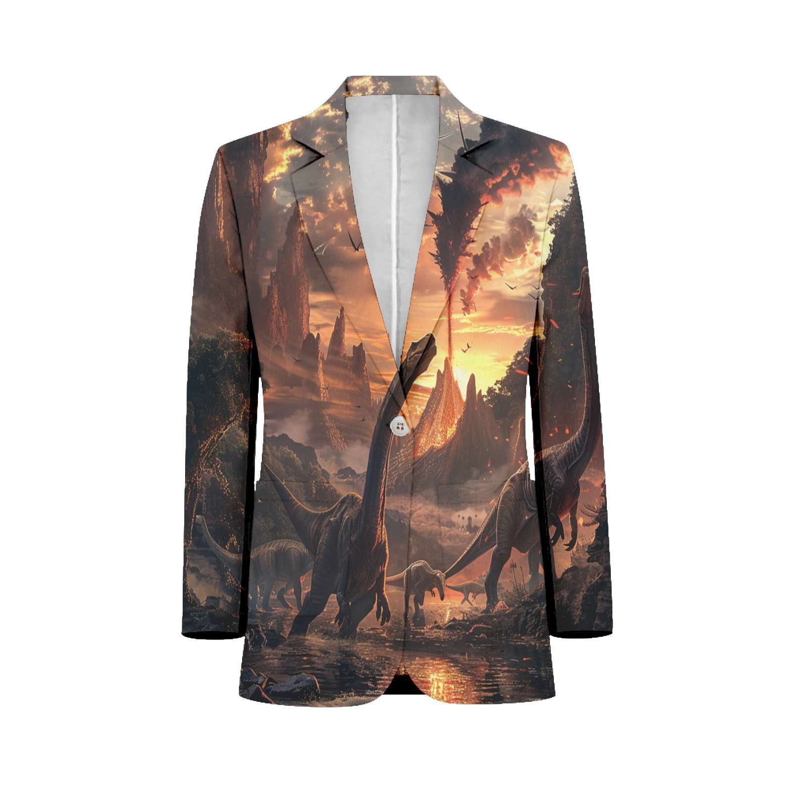 Dinosaur Filled Ancient Jungle Men Blazers Slim Clothing Summer Jacket ...