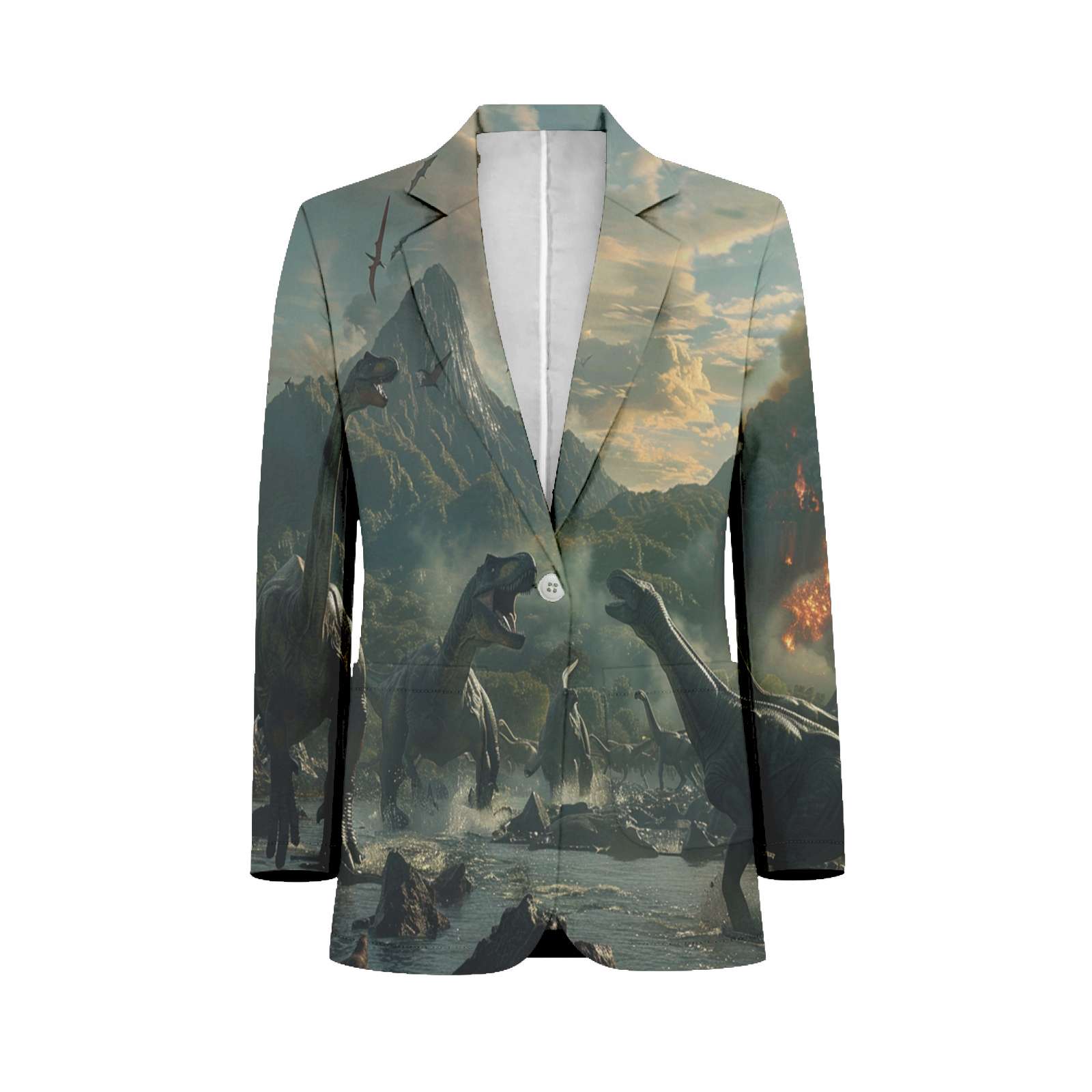Dinosaur Filled Ancient Jungle Men's Suit Blazer Casual Party Wear Slim ...