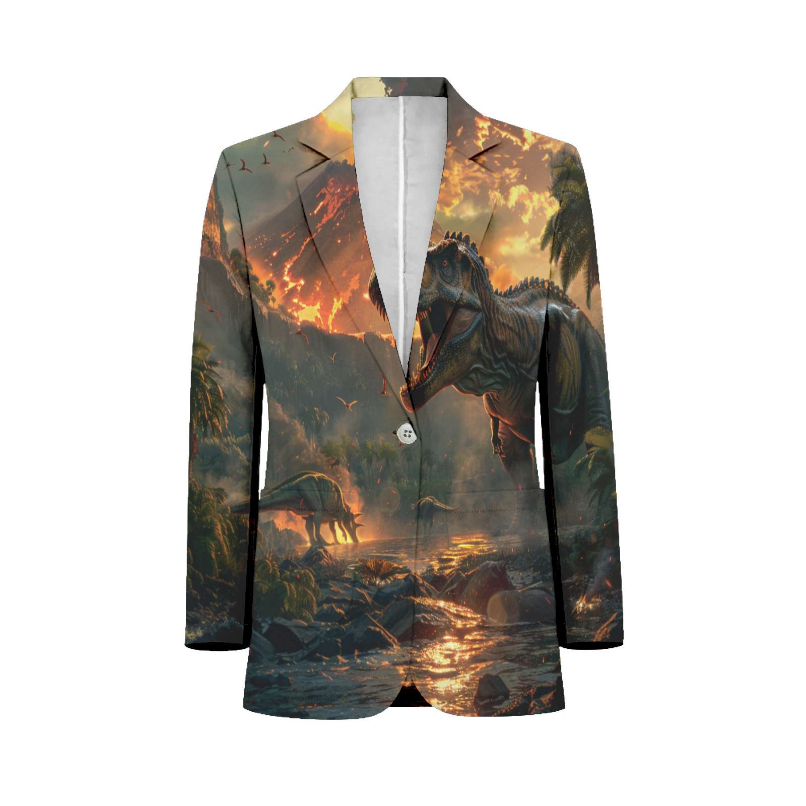 Dinosaur Filled Ancient Jungle Men's Suit Blazer Casual Party Wear Slim ...
