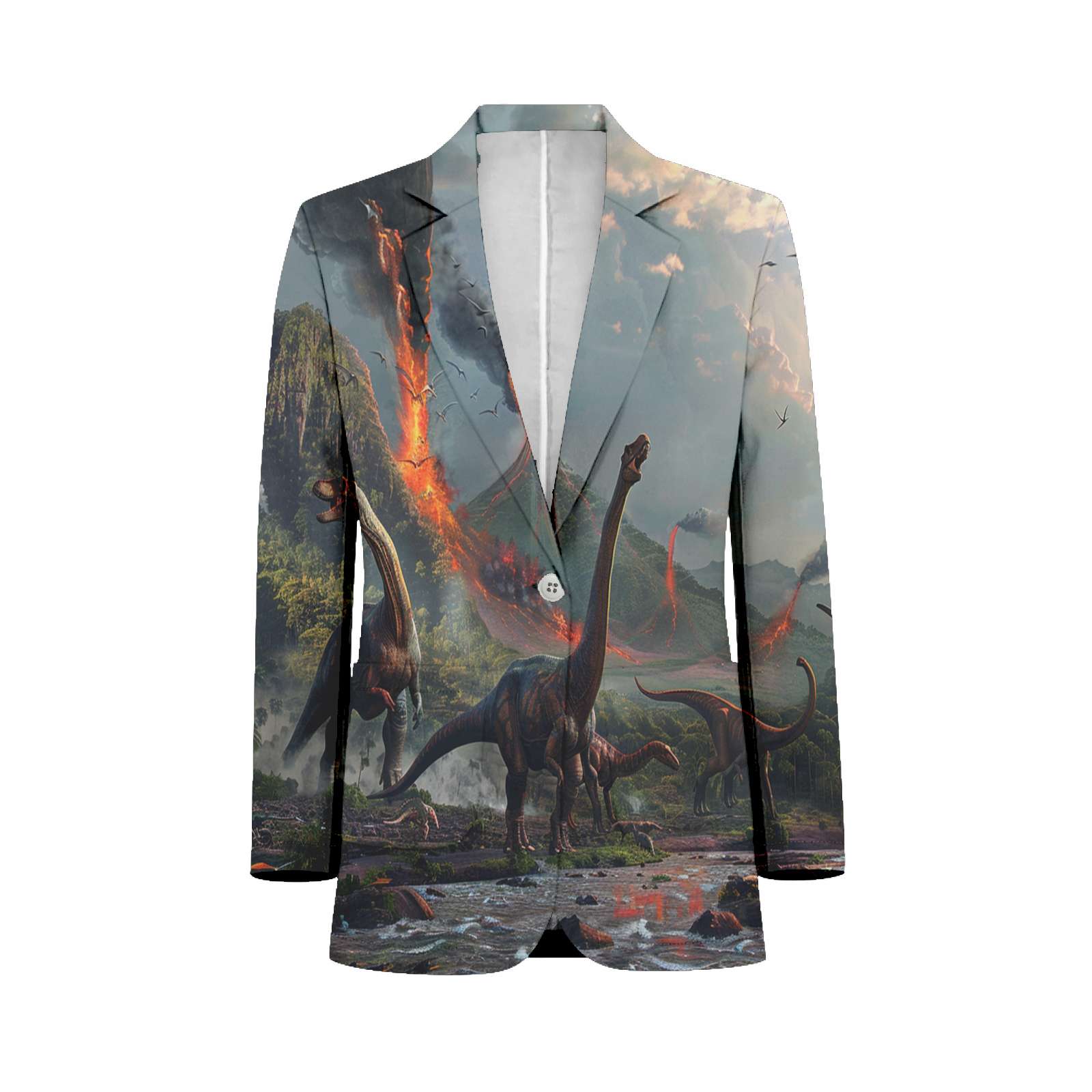 Dinosaur Filled Ancient Jungle Men's Suit Blazer Casual Party Wear Slim ...