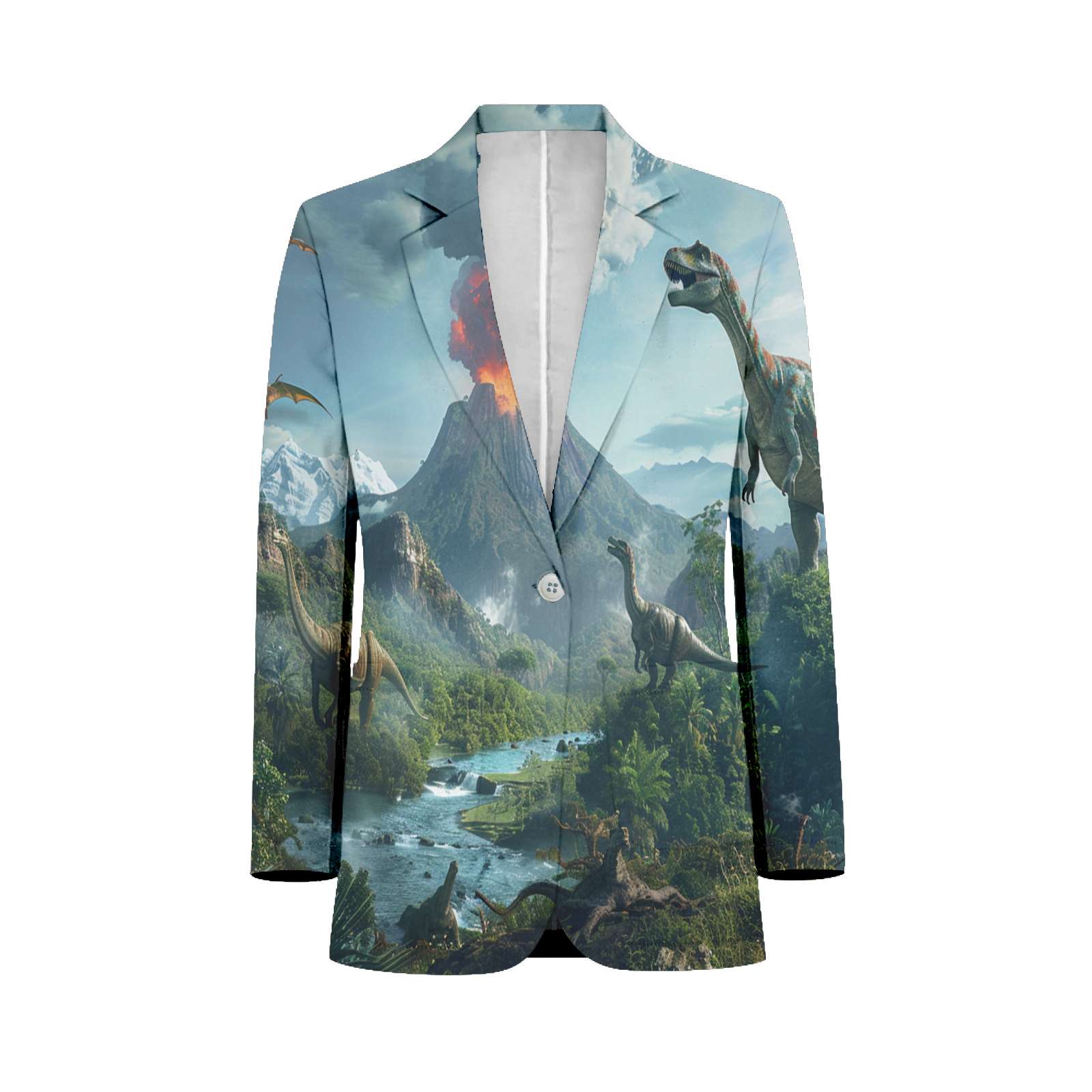 Dinosaur Filled Ancient Jungle Men's Suit Blazer Casual Party Wear Slim ...