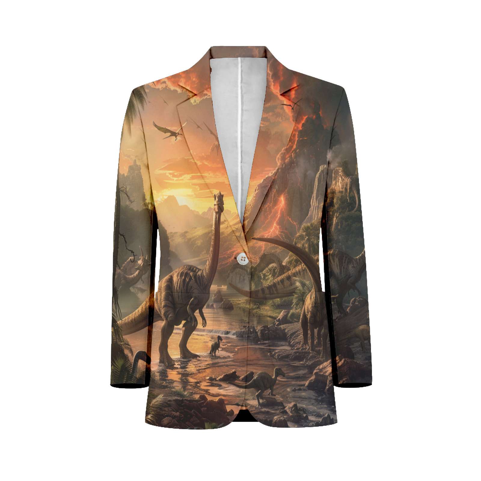 Dinosaur Filled Ancient Jungle Men's Suit Blazer Casual Party Wear Slim ...
