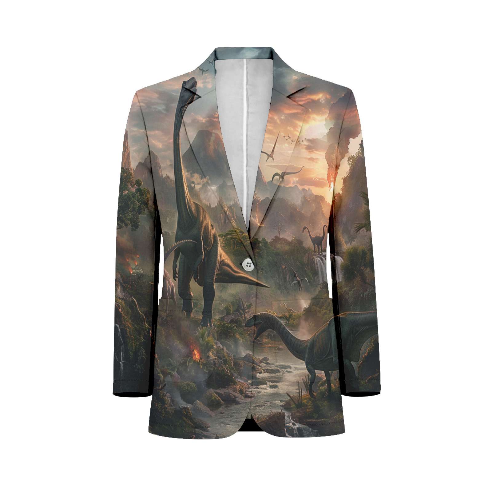 Dinosaur Filled Ancient Jungle Men's Suit Blazer Casual Party Wear Slim ...