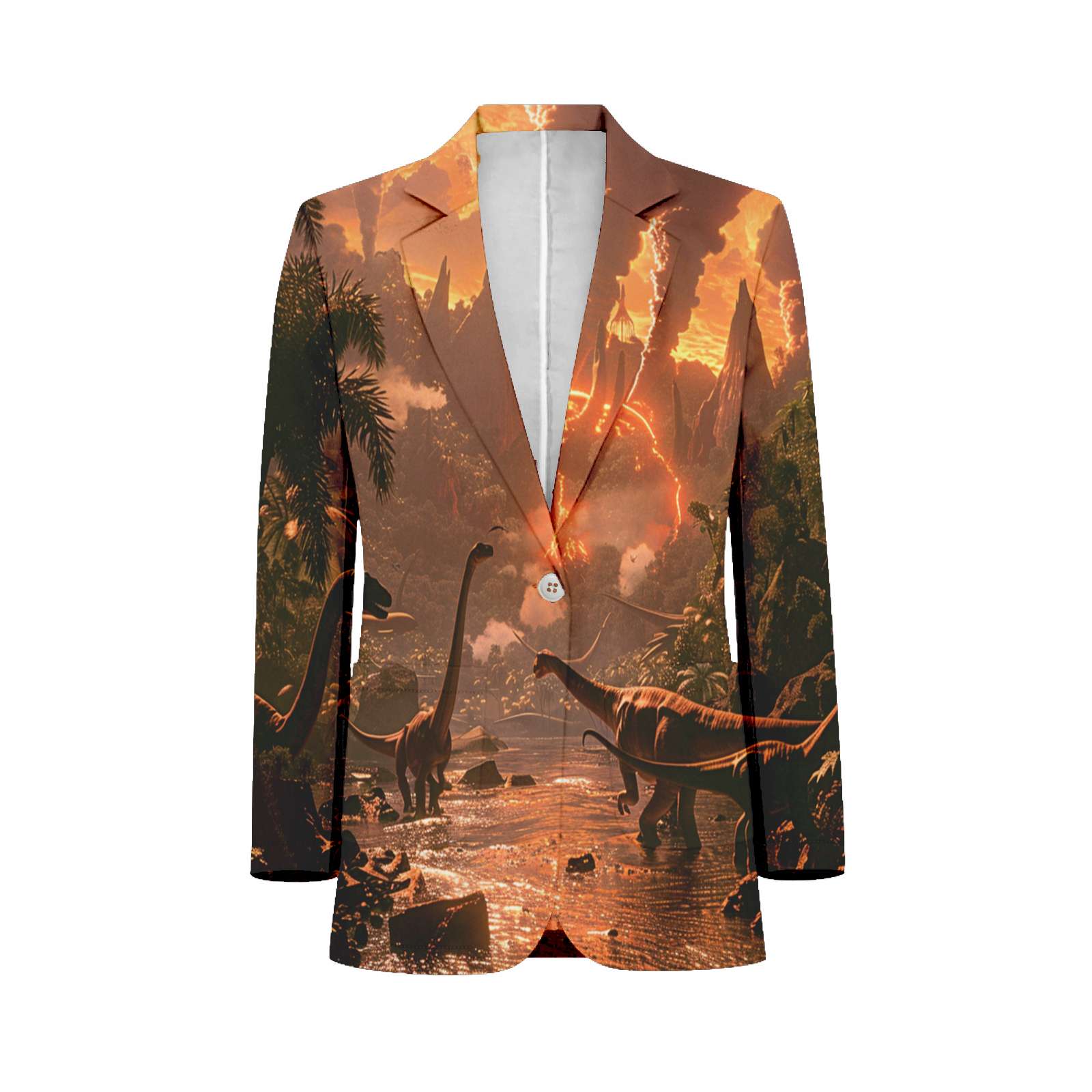 Dinosaur Filled Ancient Jungle Men's Suit Blazer Casual Party Wear Slim ...