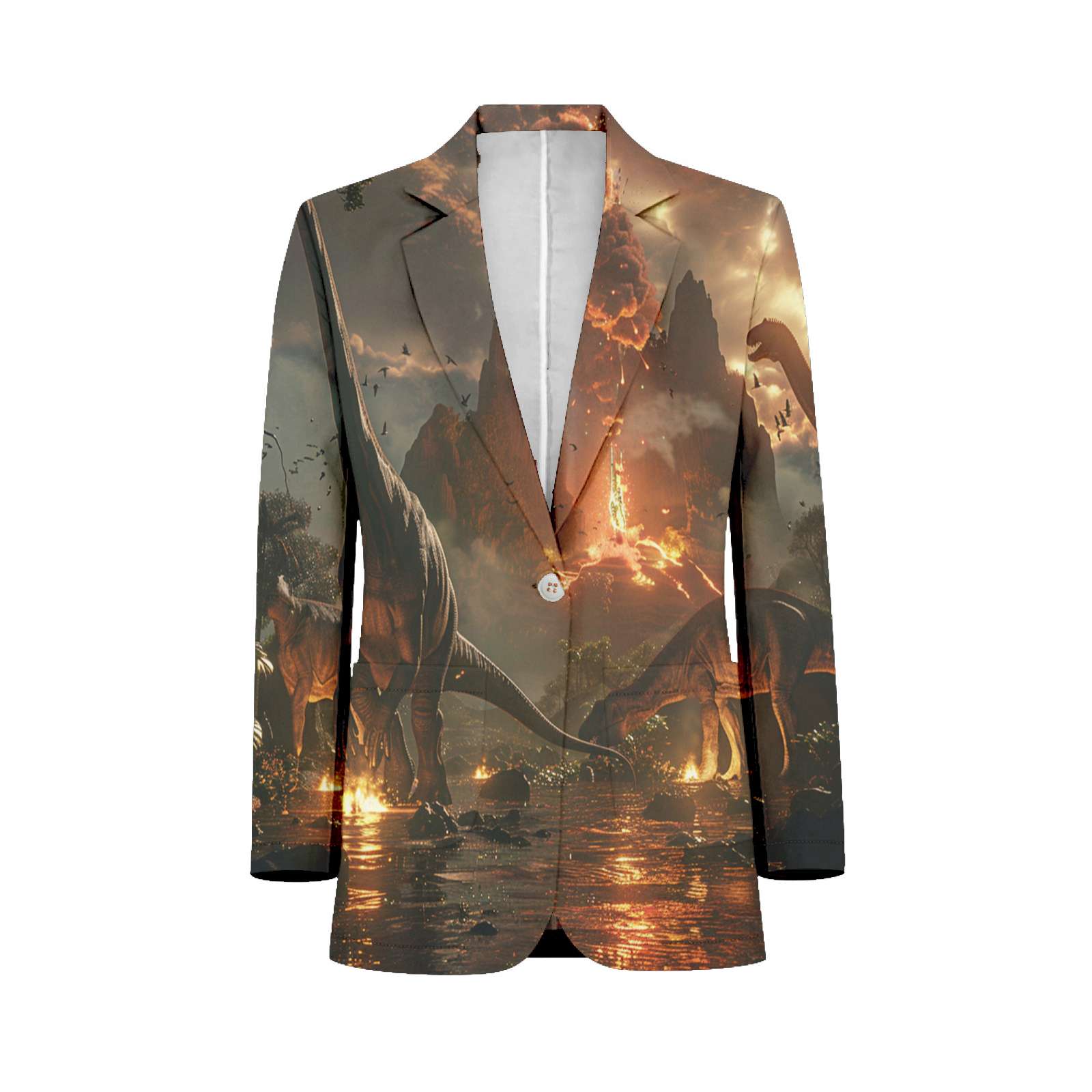 Dinosaur Filled Ancient Jungle Men's Suit Blazer Casual Party Wear Slim ...