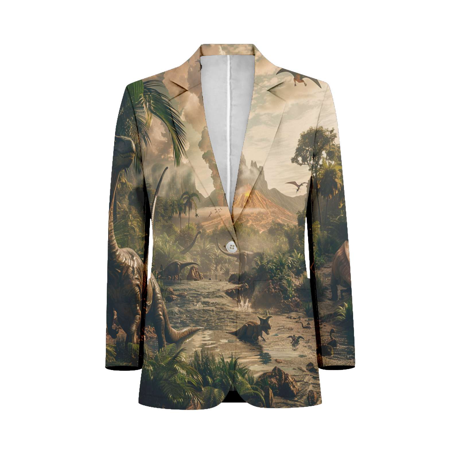 Dinosaur Filled Ancient Jungle Men's Suit Blazer Casual Party Wear Slim ...