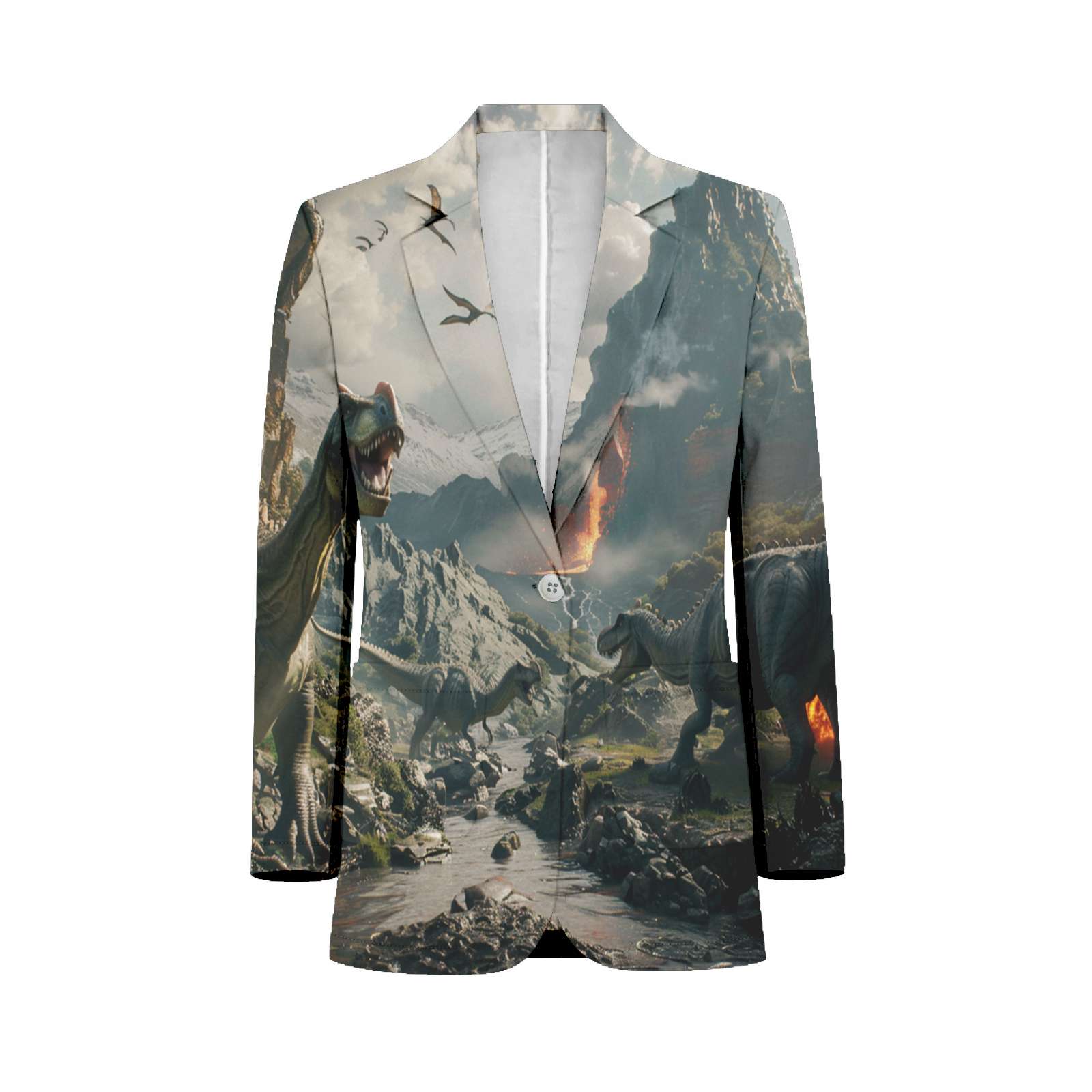 Dinosaur Filled Ancient Jungle Men's Suit Blazer Casual Party Wear Slim ...