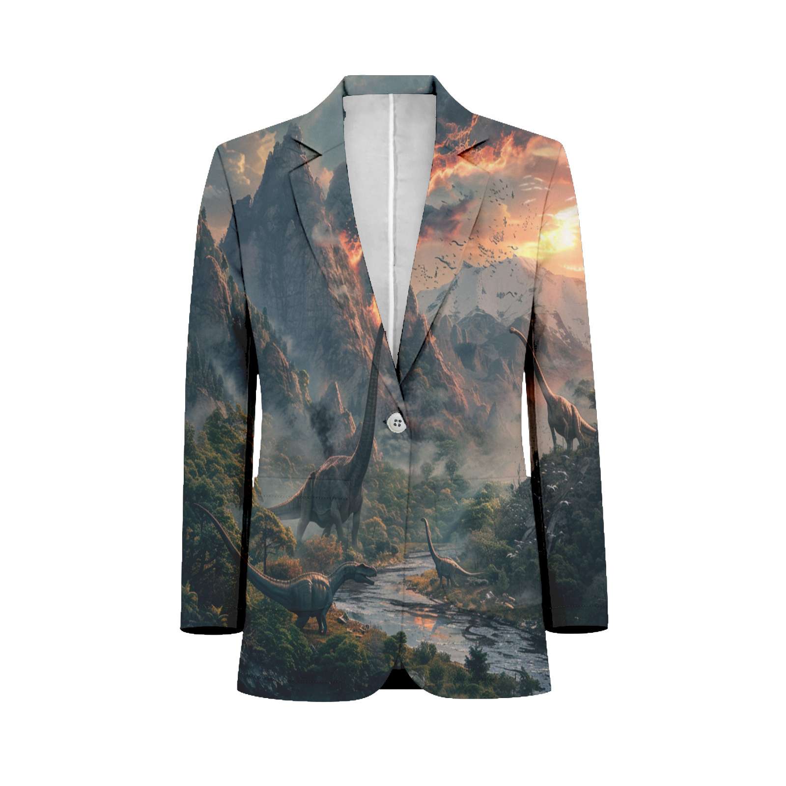 Dinosaur Filled Ancient Jungle Men's Suit Blazer Casual Party Wear Slim ...