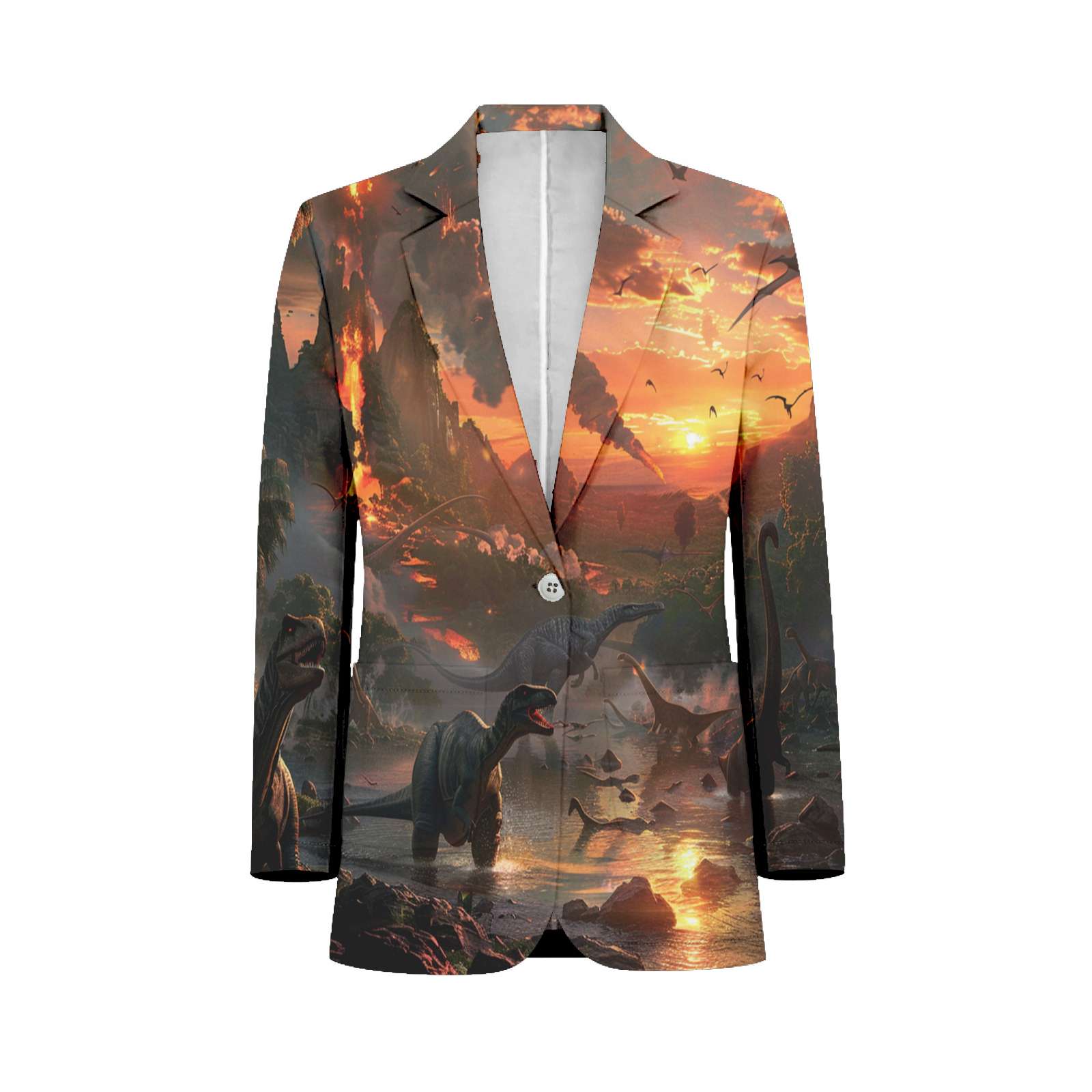 Dinosaur Filled Ancient Jungle Men's Suit Blazer Casual Party Wear Slim ...