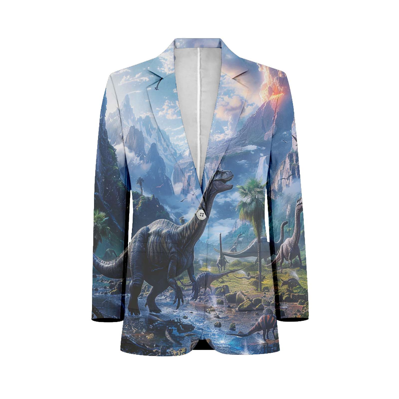 Dinosaur Filled Ancient Jungle Men's Suit Blazer Casual Party Wear Slim ...