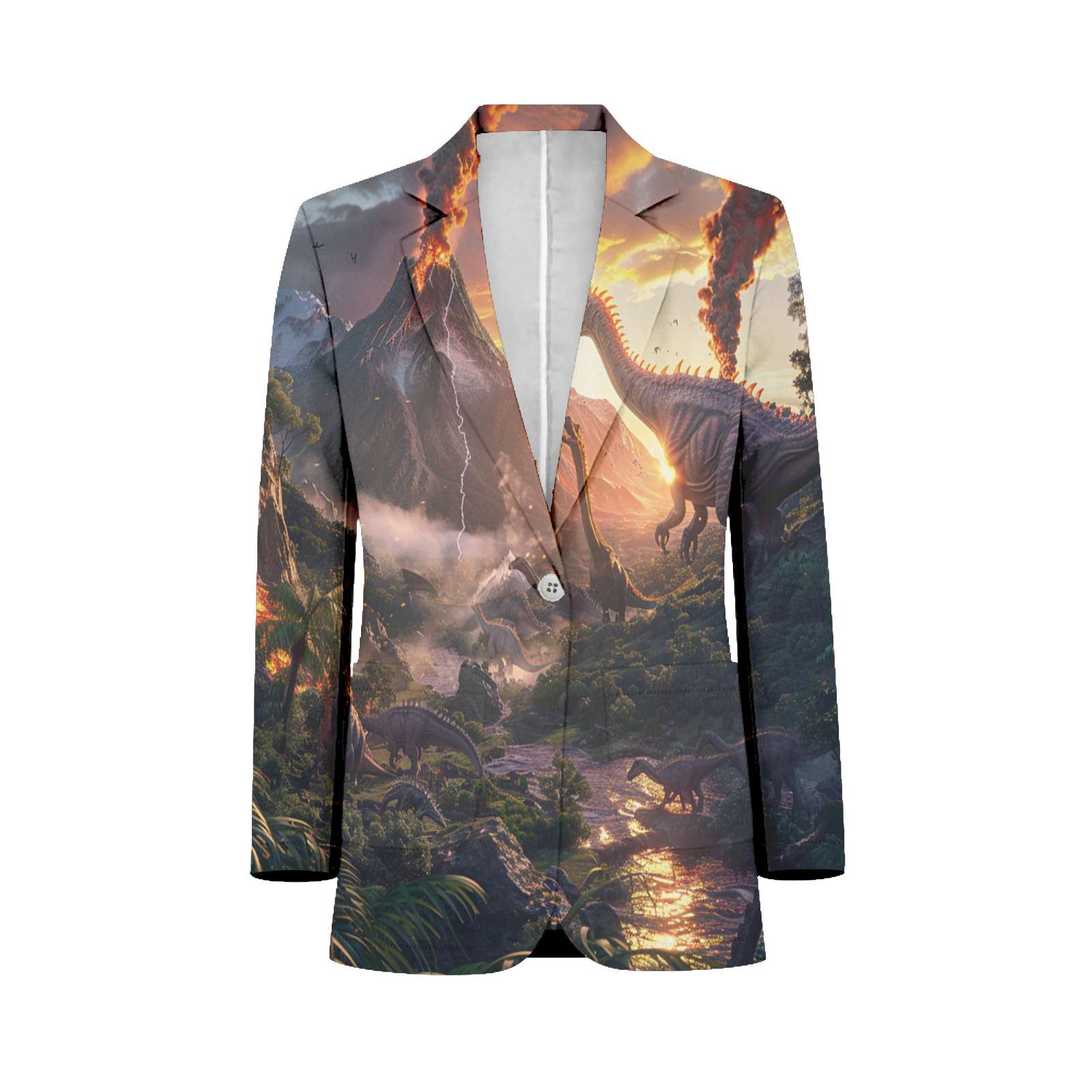 Dinosaur Filled Ancient Jungle Men's Suit Blazer Casual Party Wear Slim ...