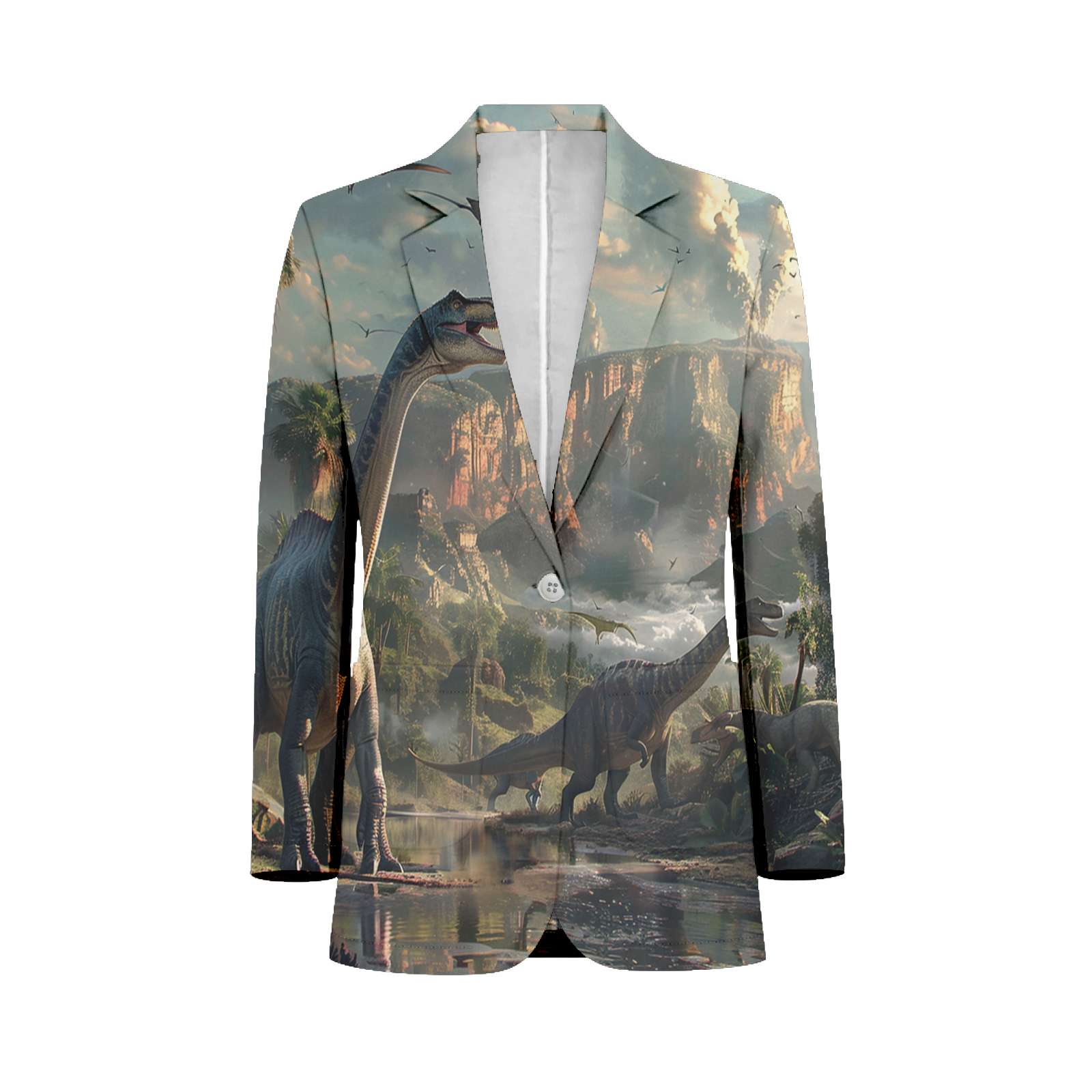 Dinosaur Filled Ancient Jungle Men's Suit Blazer Casual Party Wear Slim ...