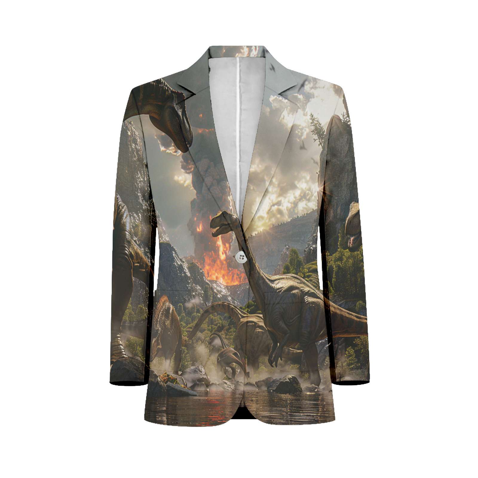 Dinosaur Filled Ancient Jungle Men's Suit Blazer Casual Party Wear Slim ...