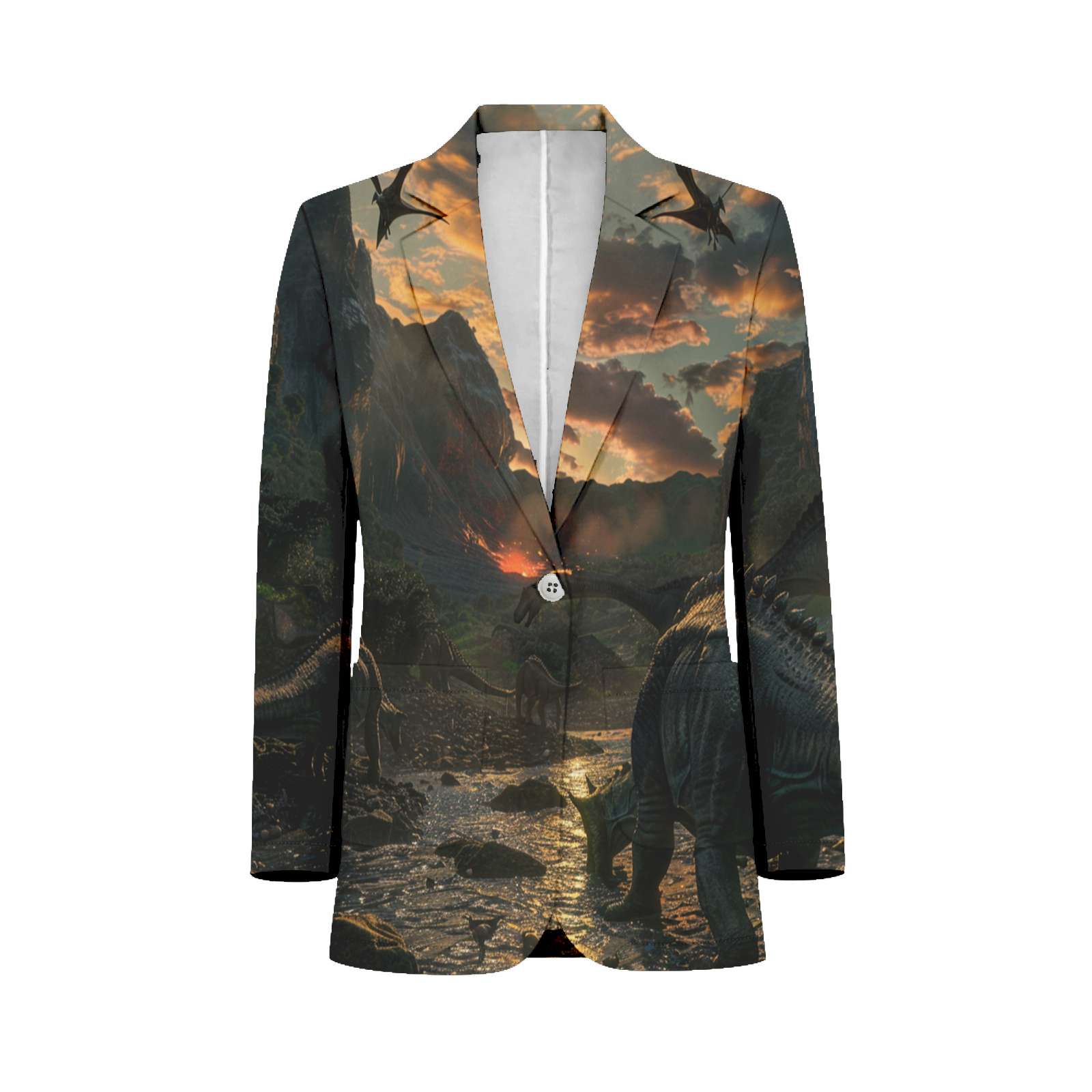 Dinosaur Filled Ancient Jungle Men's Suit Blazer Casual Party Wear Slim ...