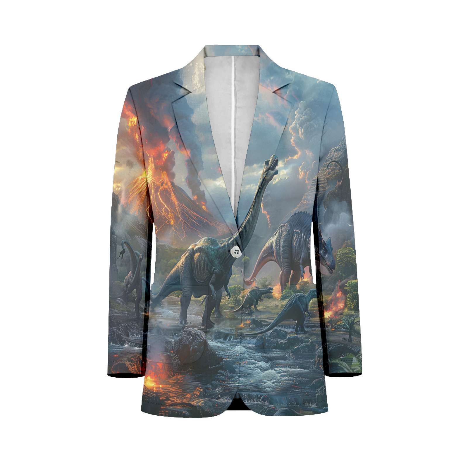 Dinosaur Filled Ancient Jungle Men's Suit Blazer Casual Party Wear Slim ...