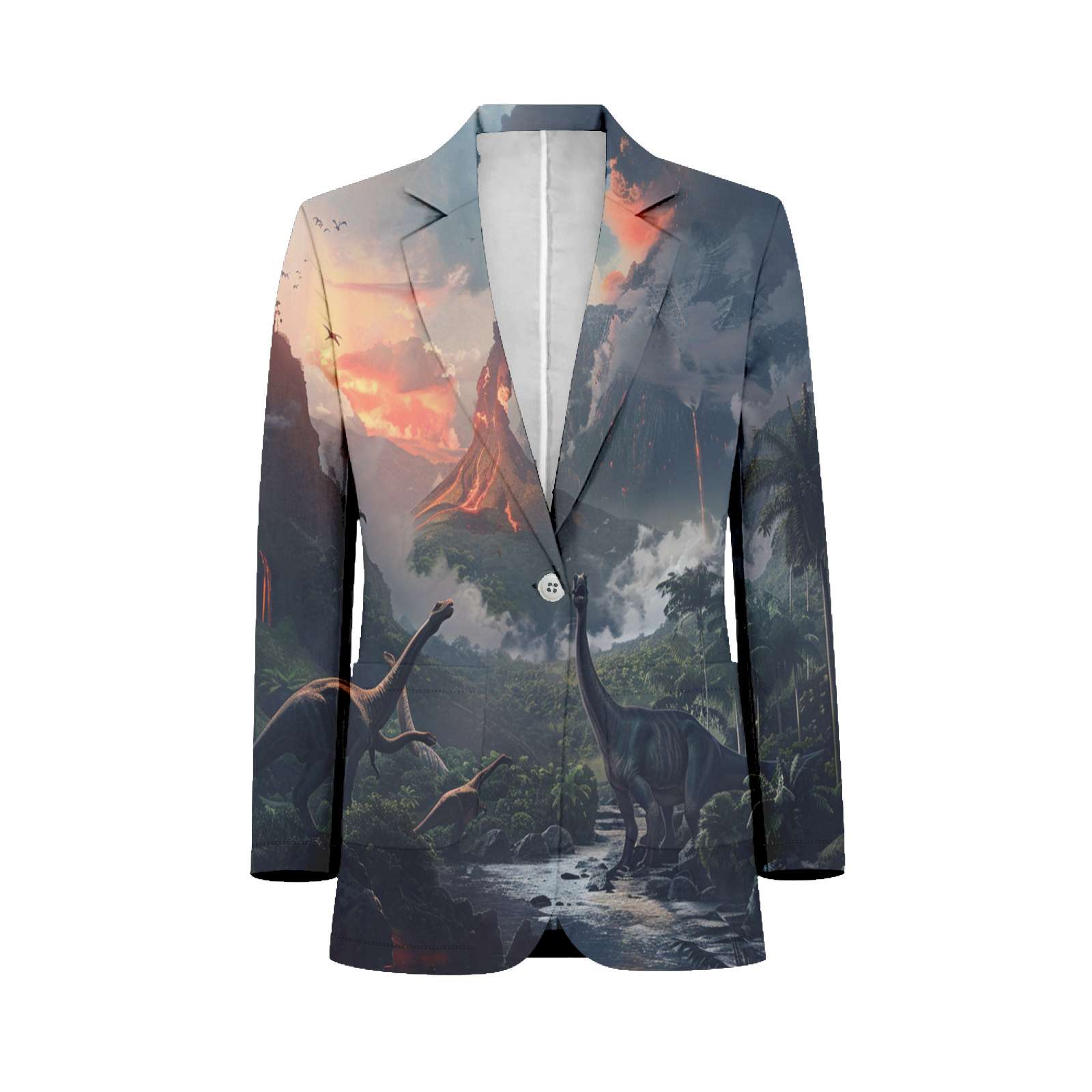 Dinosaur Filled Ancient Jungle Men's Suit Blazer Casual Party Wear Slim ...
