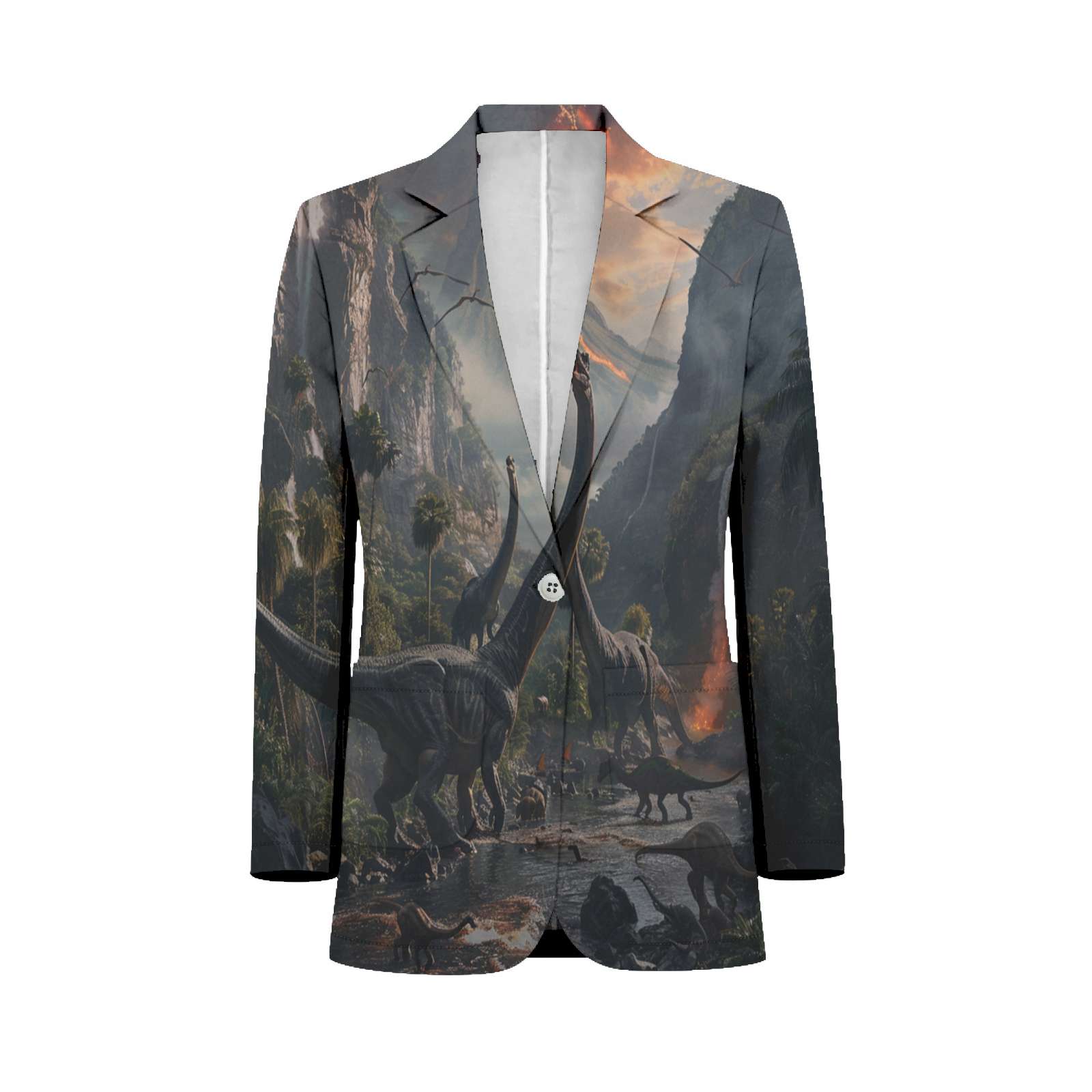 Dinosaur Filled Ancient Jungle Men's Suit Blazer Casual Party Wear Slim ...