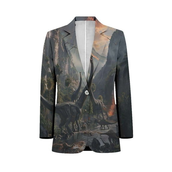 Dinosaur Filled Ancient Jungle Men's Suit Blazer Casual Party Wear Slim ...