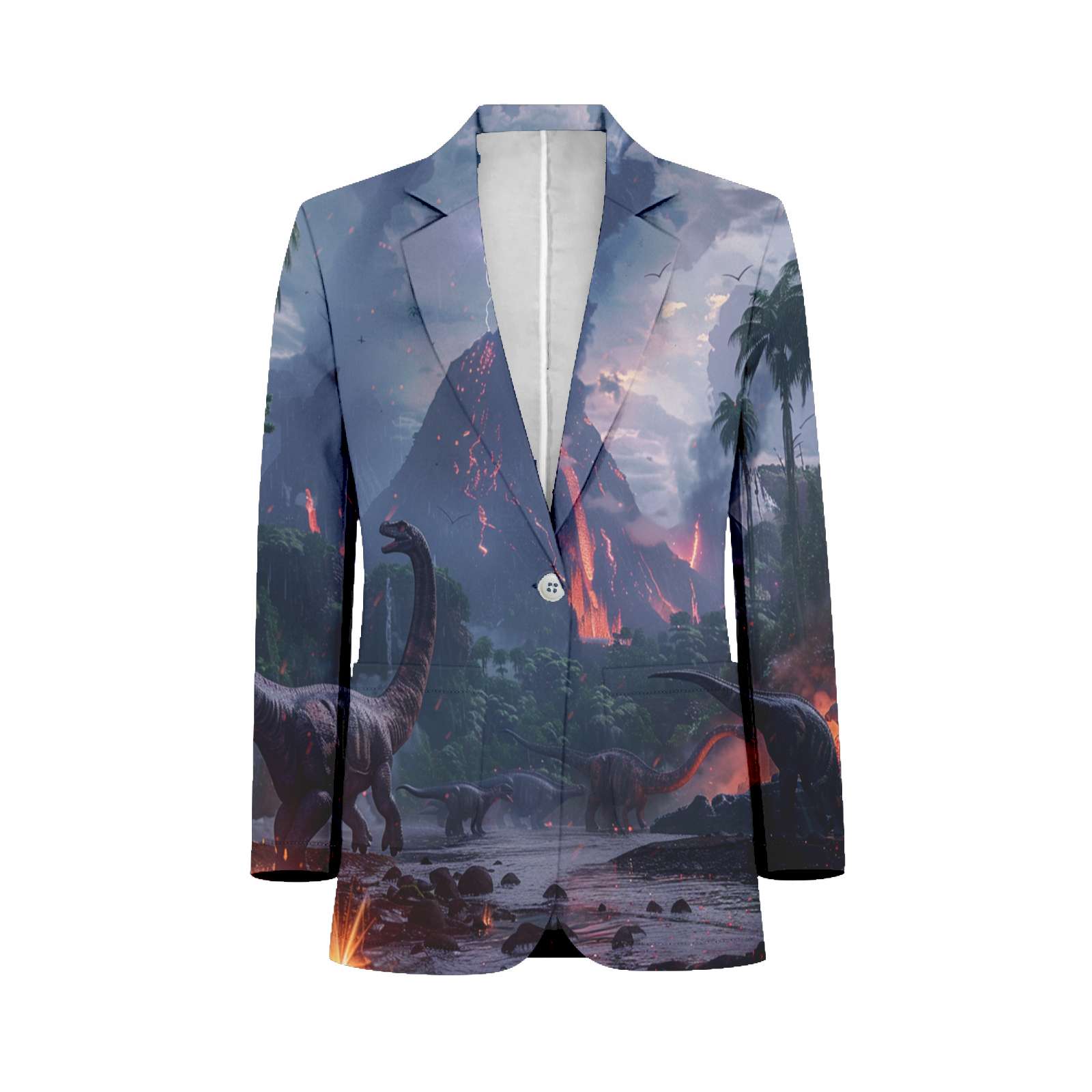 Dinosaur Filled Ancient Jungle Men's Suit Blazer Casual Party Wear Slim ...
