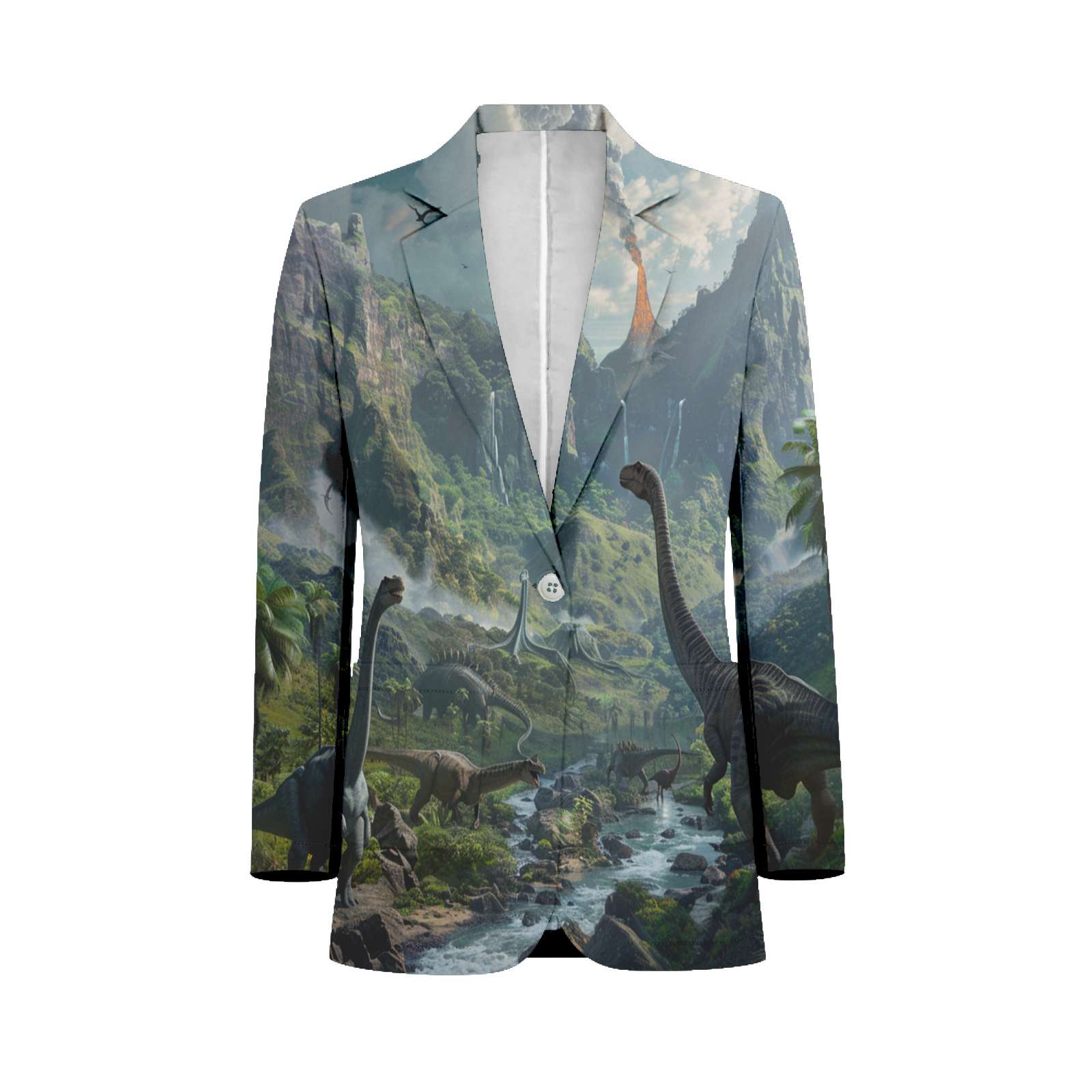 Dinosaur Filled Ancient Jungle Men's Suit Blazer Casual Party Wear Slim ...