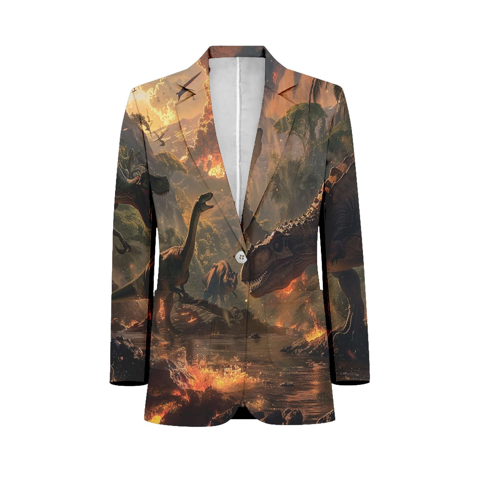 Dinosaur Filled Ancient Jungle Men's Suit Blazer Casual Party Wear Slim ...