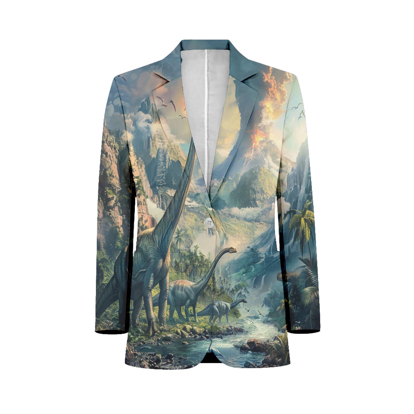 Dinosaur Filled Ancient Jungle Men's Suit Blazer Casual Party Wear Slim ...