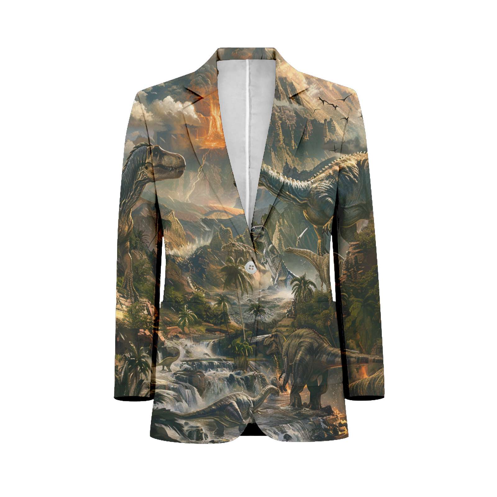 Dinosaur Filled Ancient Jungle Men's Suit Blazer Casual Party Wear Slim ...