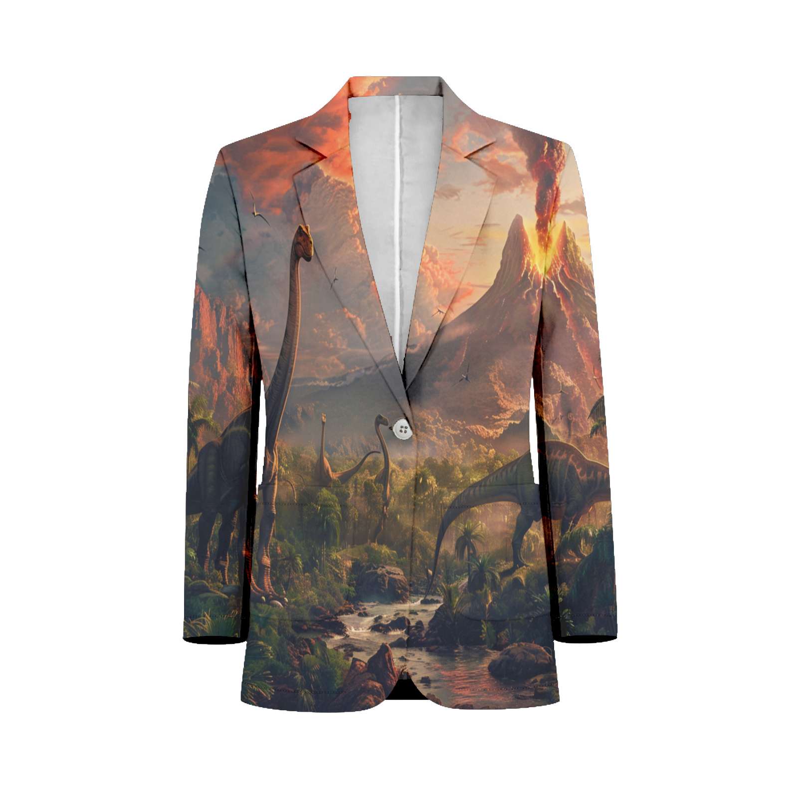 Dinosaur Filled Ancient Jungle Men's Suit Blazer Casual Party Wear Slim ...