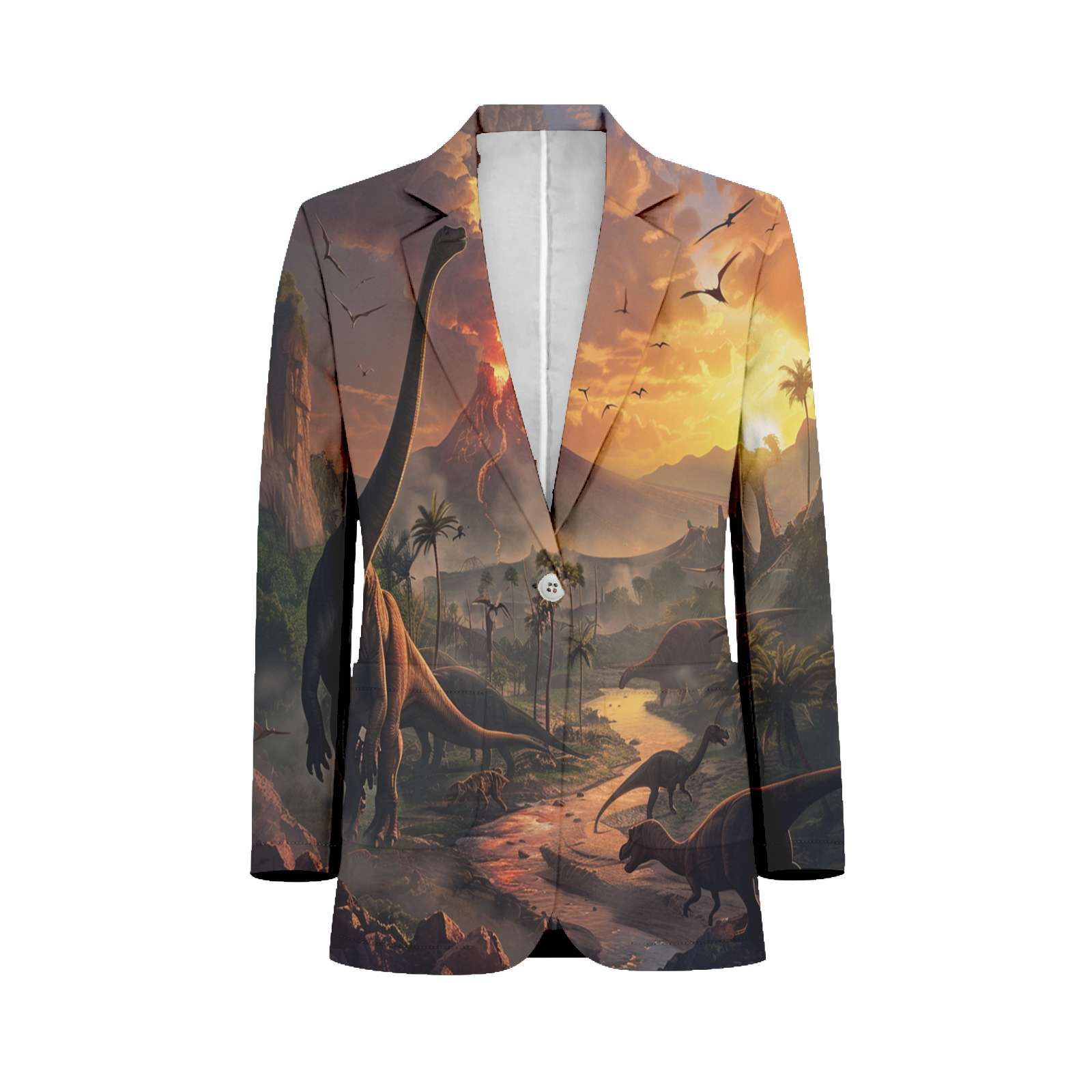 Dinosaur Filled Ancient Jungle Men's Suit Blazer Casual Party Wear Slim ...