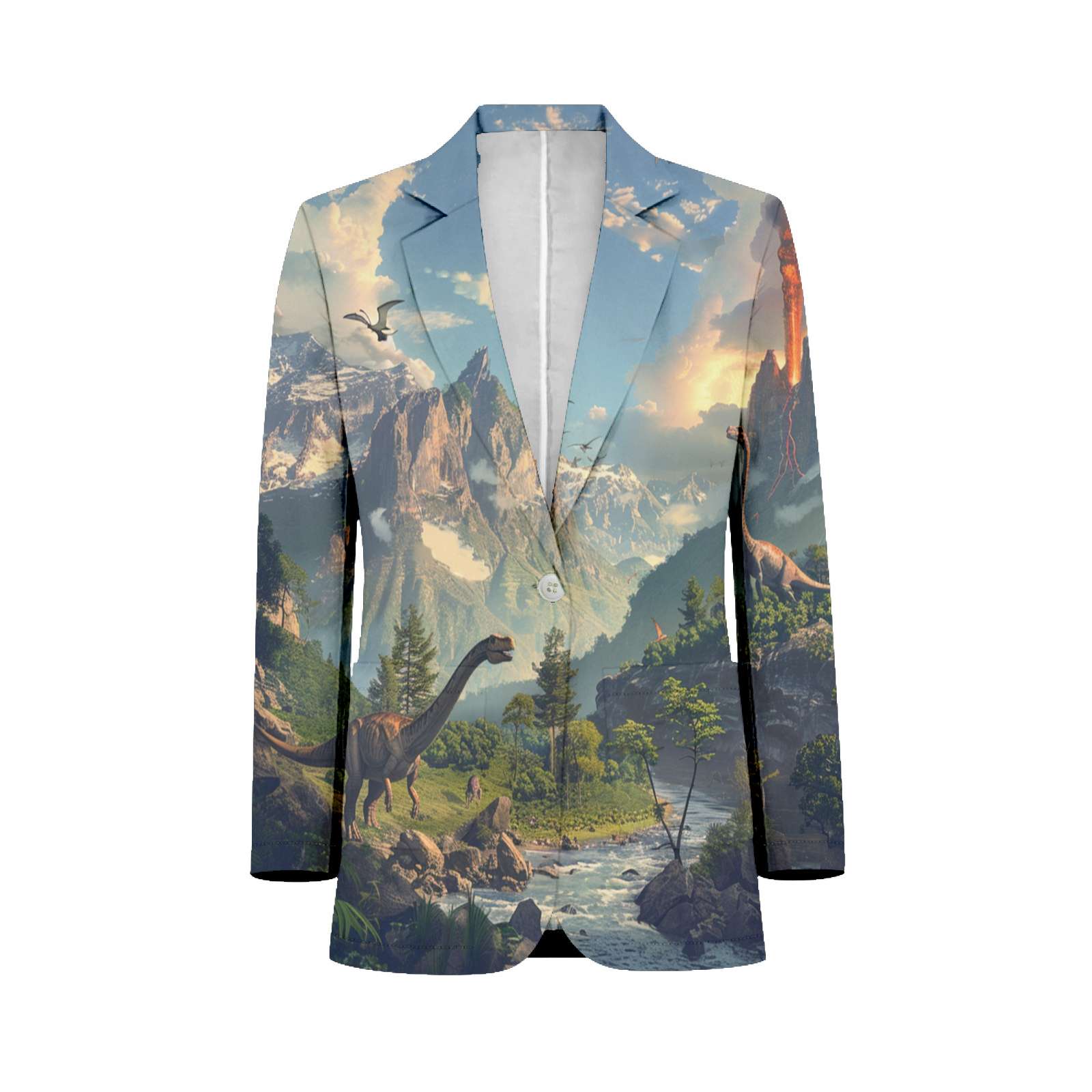 Dinosaur Filled Ancient Jungle Men's Suit Blazer Casual Party Wear Slim ...
