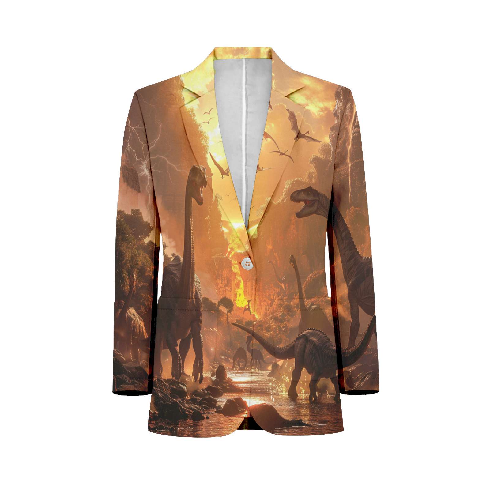 Dinosaur Filled Ancient Jungle Men's Suit Blazer Casual Party Wear Slim ...