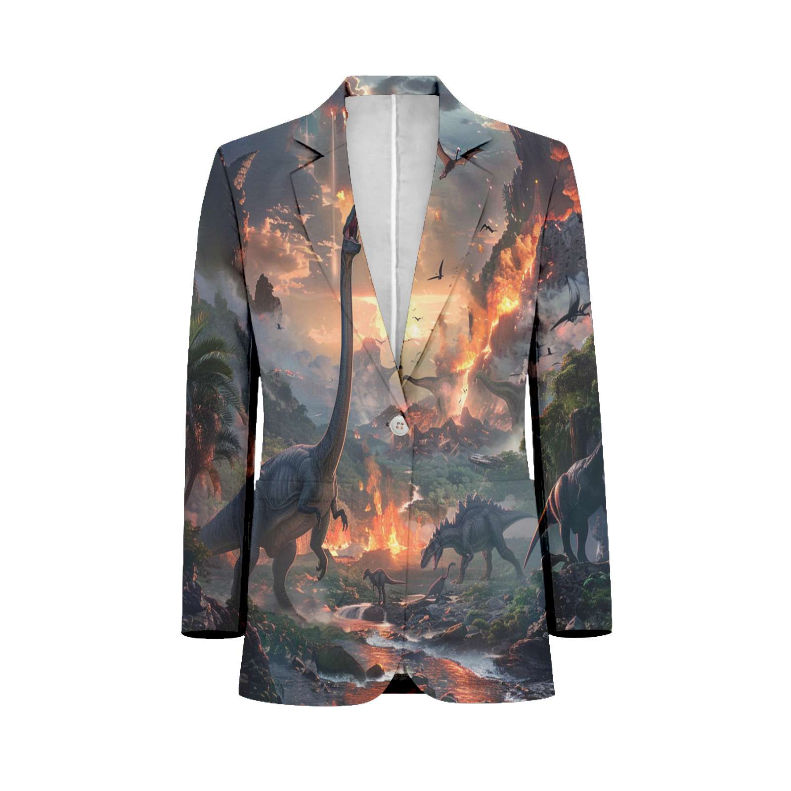 Dinosaur Filled Ancient Jungle Men's Suit Blazer Casual Party Wear Slim ...