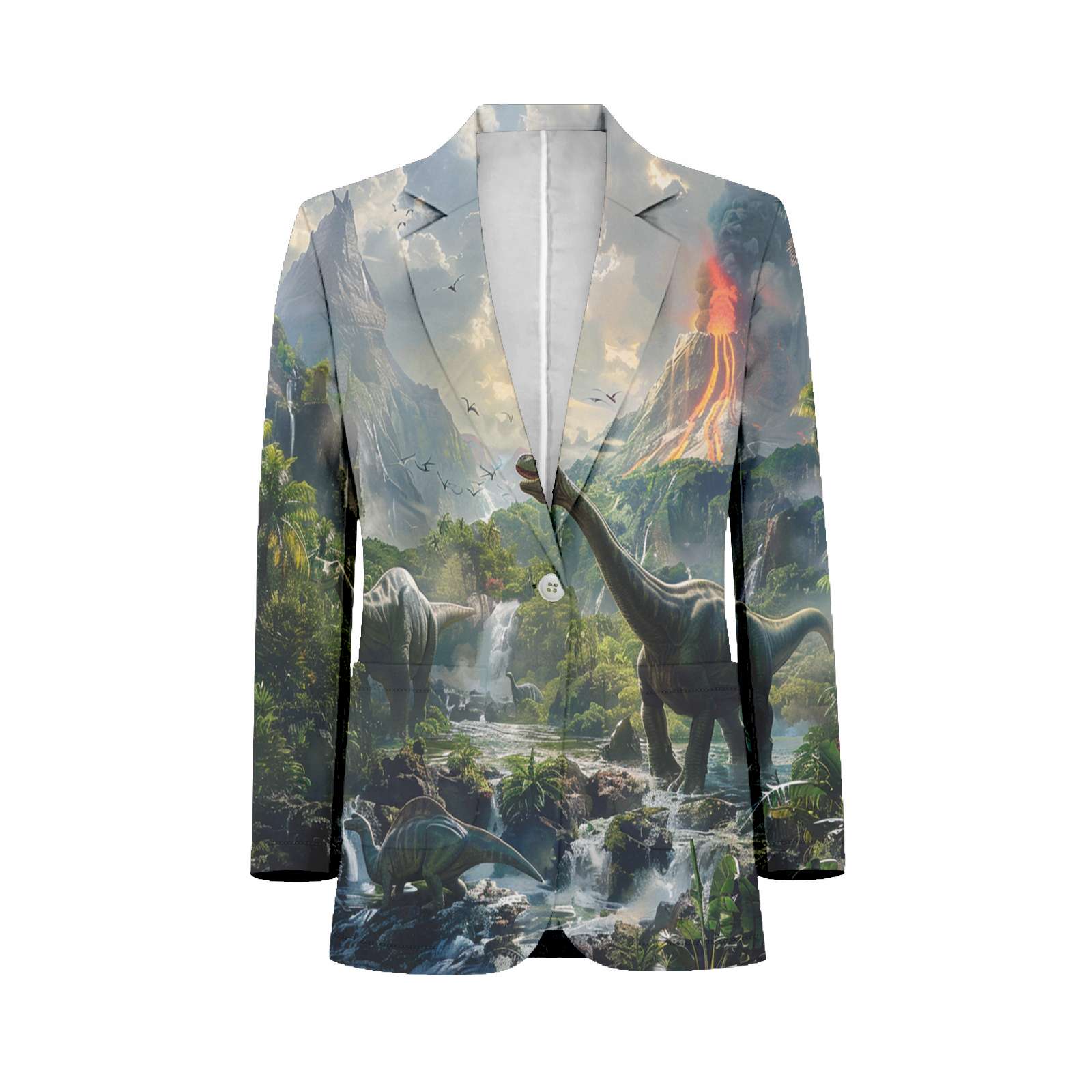 Dinosaur Filled Ancient Jungle Men's Suit Blazer Casual Party Wear Slim ...