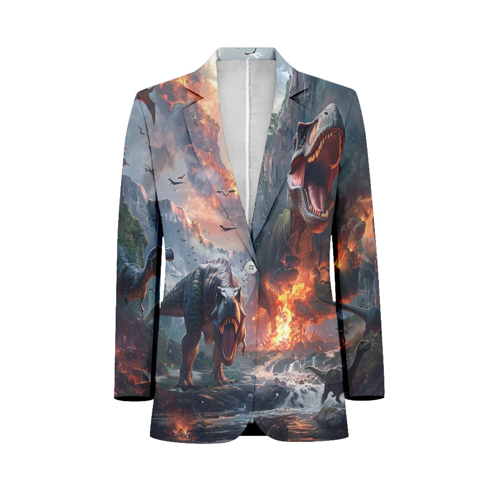 Dinosaur Filled Ancient Jungle Men's Suit Blazer Casual Party Wear Slim ...