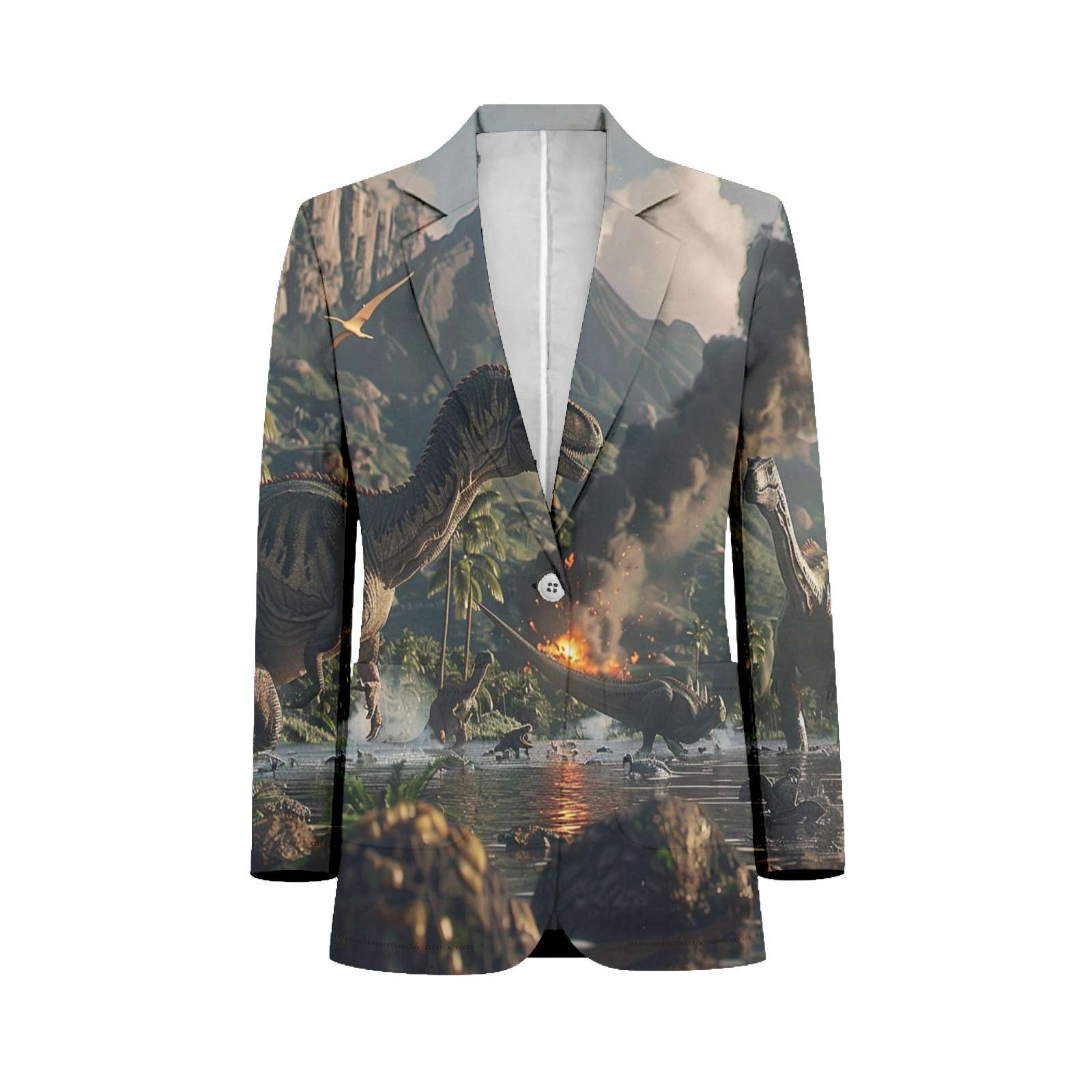 Dinosaur Filled Ancient Jungle Men's Suit Blazer Casual Party Wear Slim ...