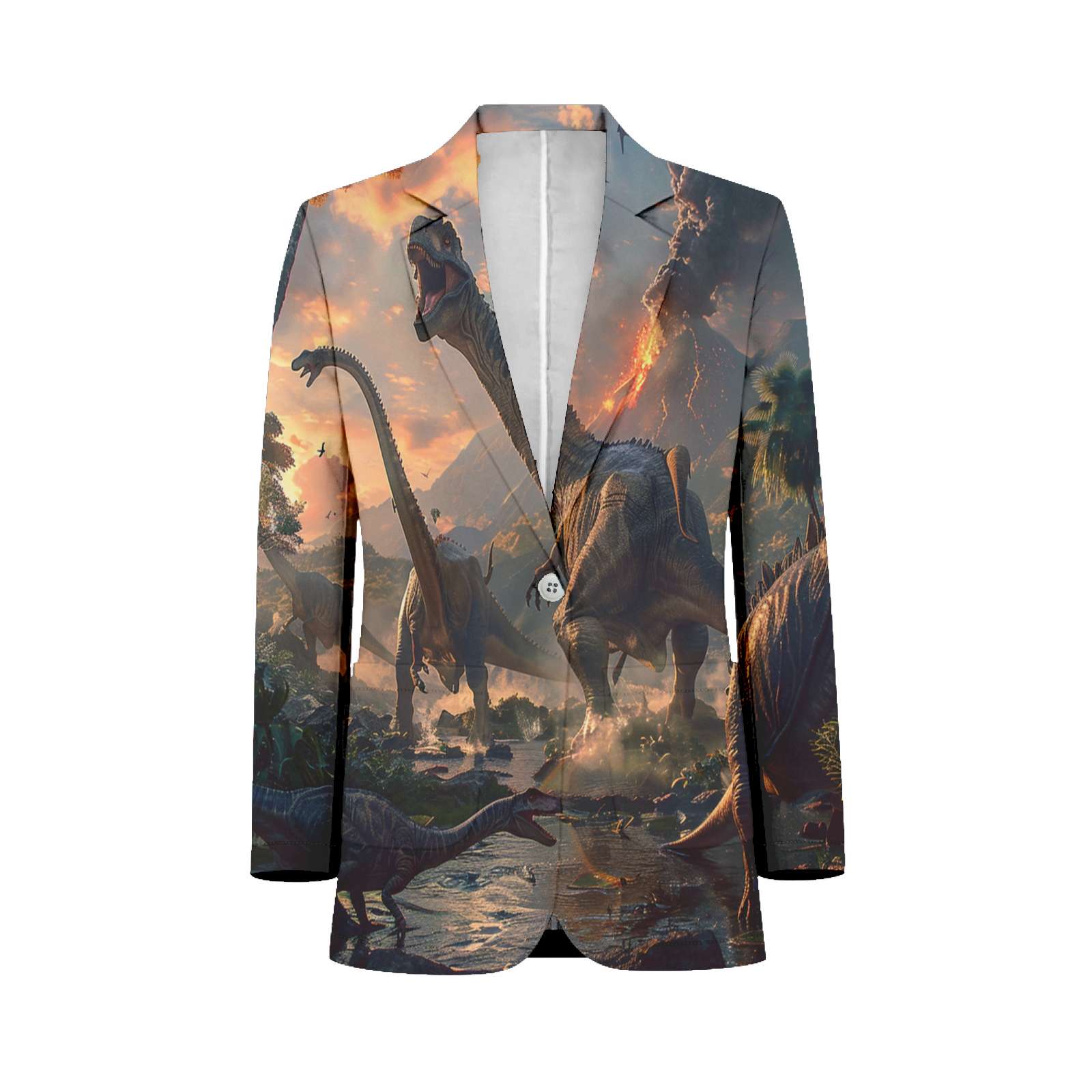 Dinosaur Filled Ancient Jungle Men's Suit Blazer Casual Party Wear Slim ...