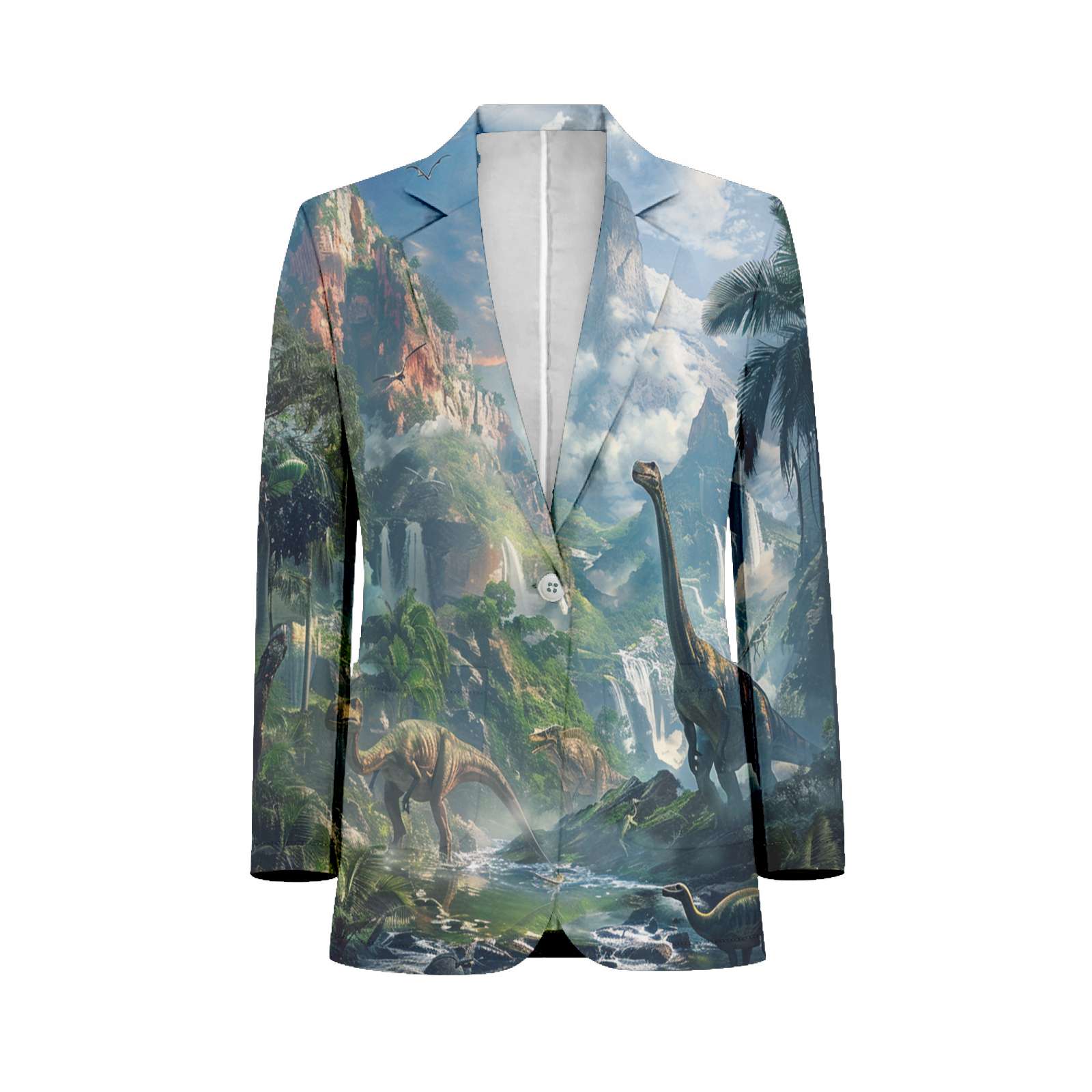 Dinosaur Filled Ancient Jungle Men's Suit Blazer Casual Party Wear Slim ...